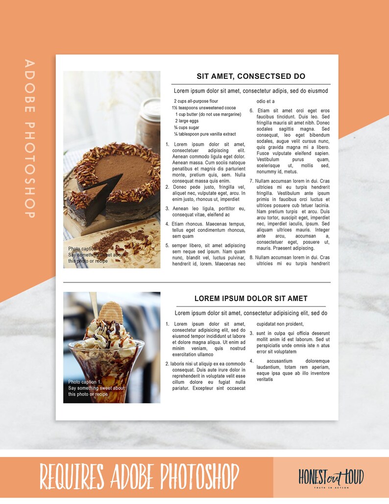 Photoshop Printable Recipe Template - US Letter 8.5x11 Instant Download ...
