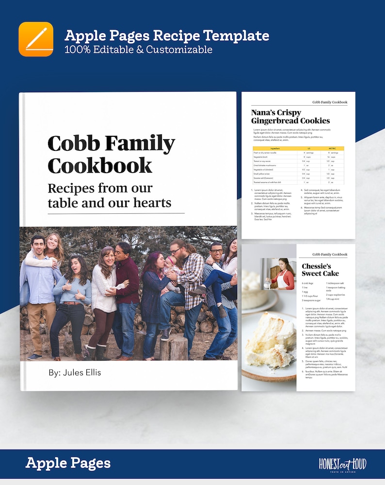 Minimalist Cookbook & Recipe Template for Apple Pages | Printable ...