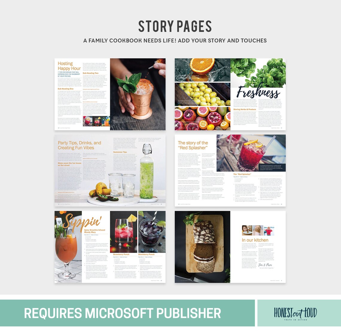 Recipe Cookbook Template for Microsoft Publisher Instant Printable ...