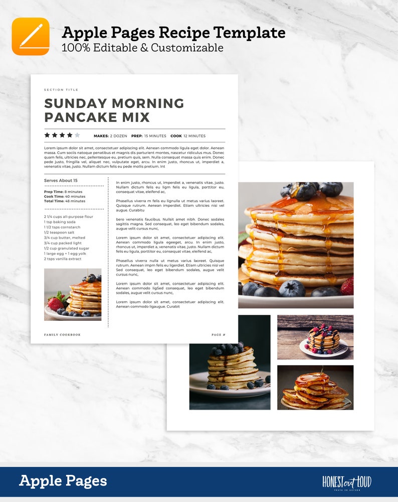 Printable Recipe Template | Apple Pages | Cookbook & Meal Planning | A4 ...