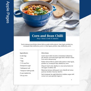 Cookbook and Recipe Template for Apple Pages | Instant Printable ...