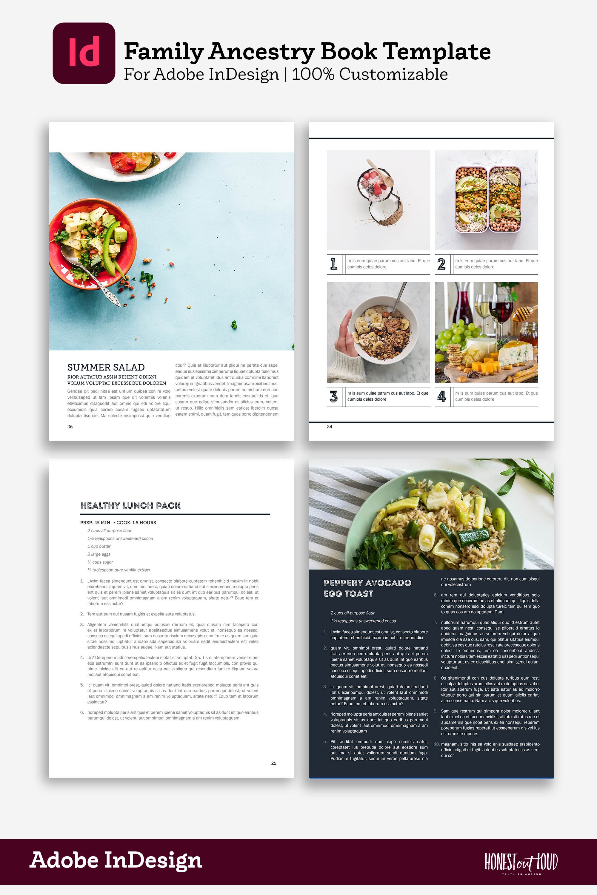 Cookbook and Recipe Template for Adobe Indesign Instant Printable ...
