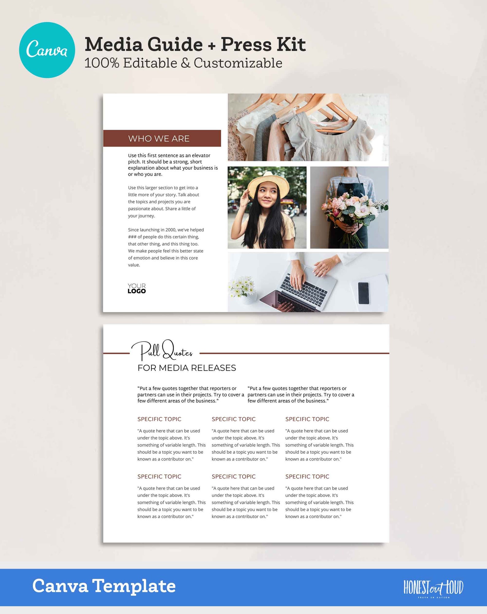 Media Press Kit Template for Influencers Businesses and - Etsy