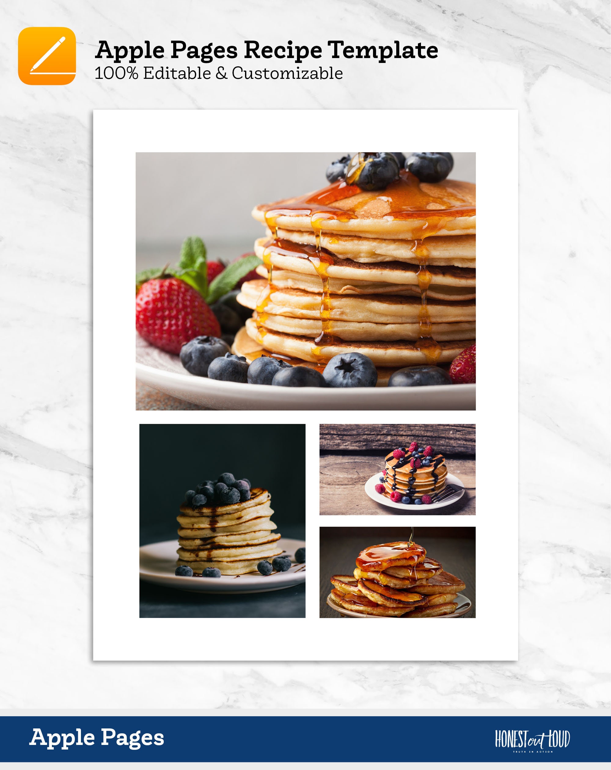 Printable Recipe Template Apple Pages Cookbook & Meal Planning A4 8 ...