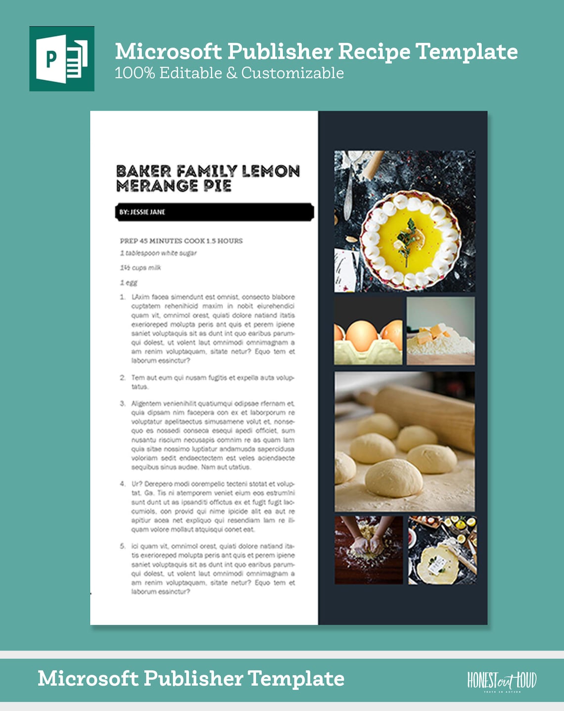 Recipe Template & Cookbook Template for Microsoft Publisher Family ...