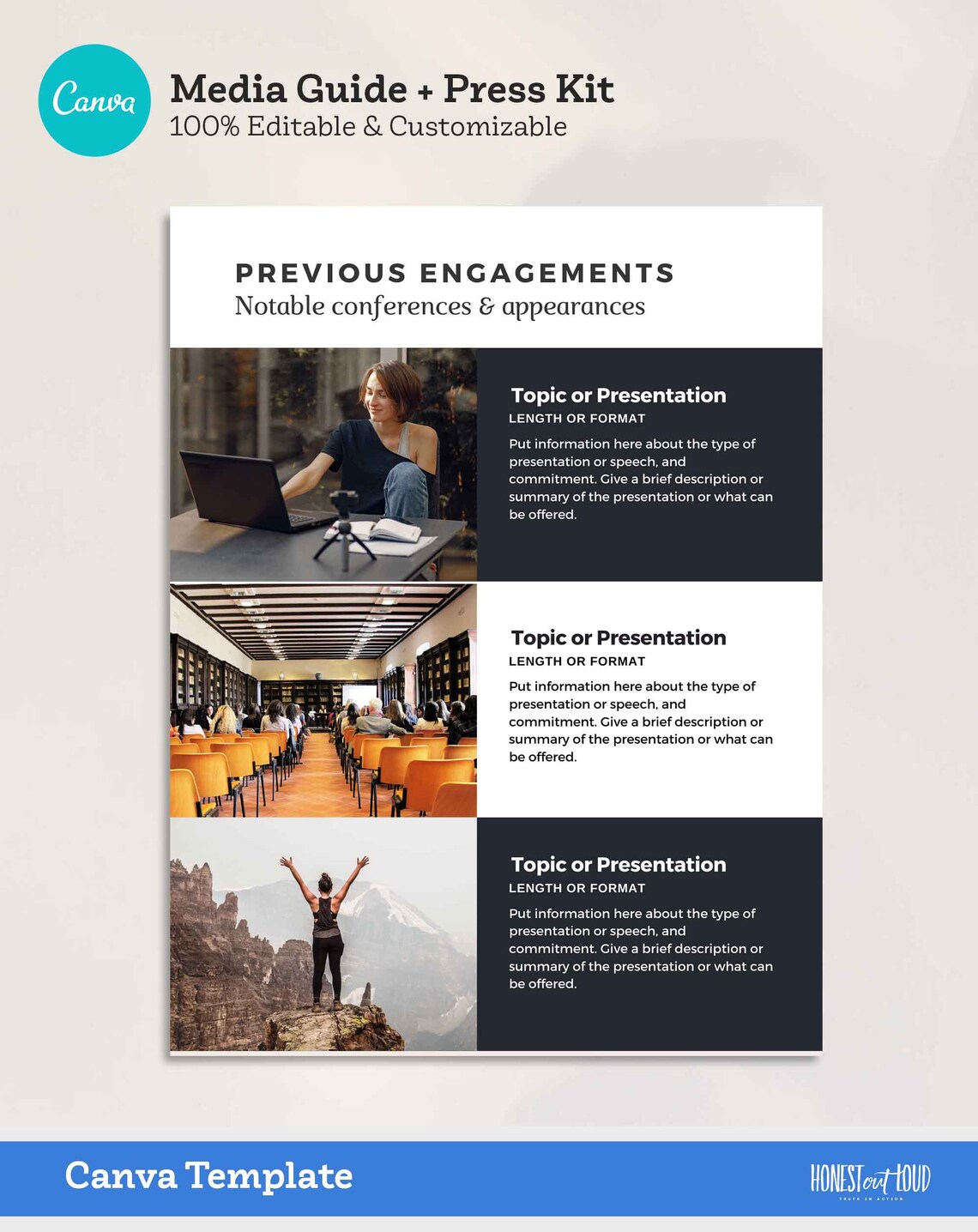 Media Press Kit Template for Influencers, Business Owners, and Public ...