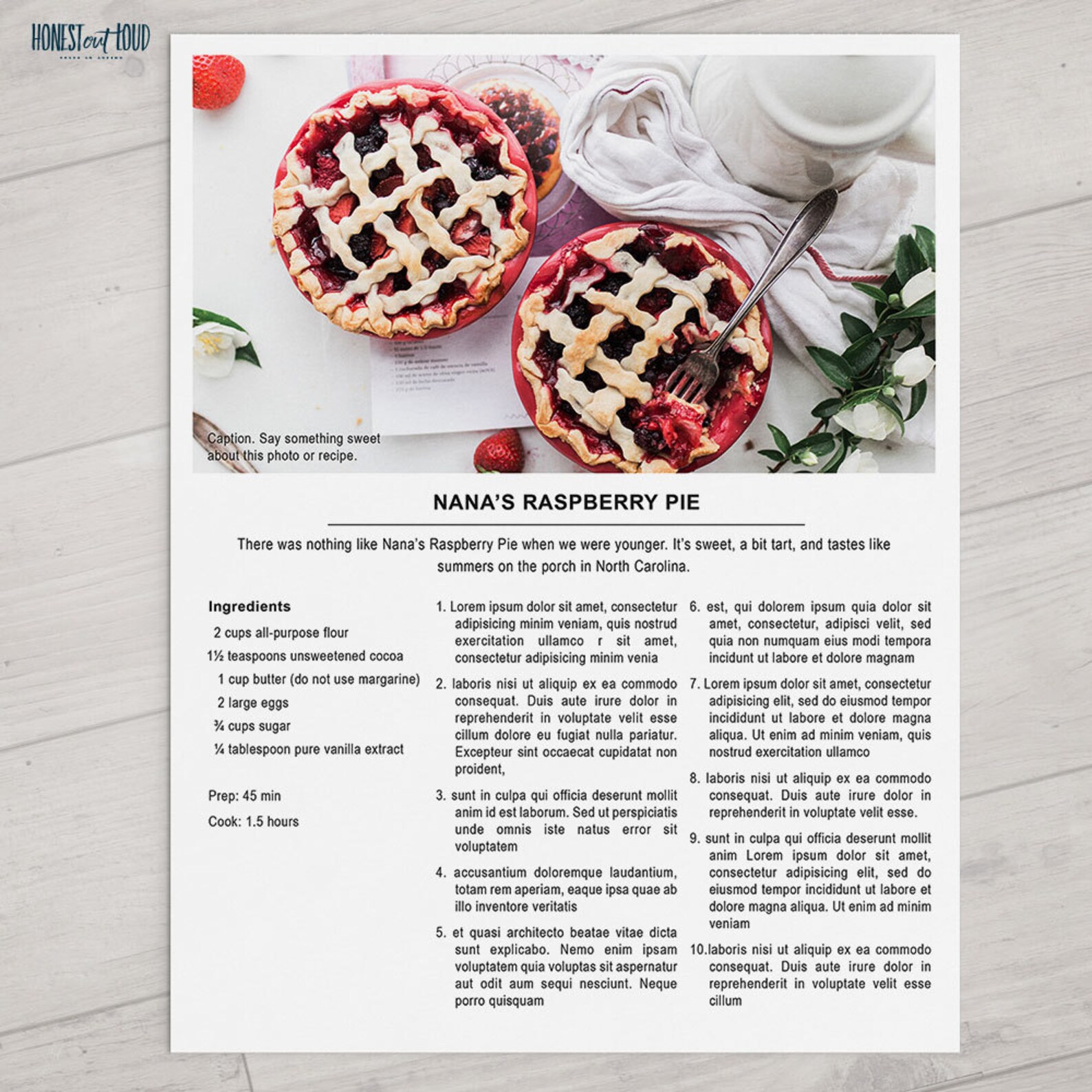 Photoshop Printable Recipe Template US Letter 8.5x11 and A4 - Etsy