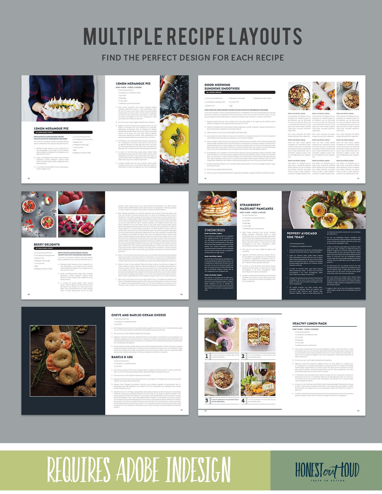 Cookbook Recipe Template for Adobe Indesign | Instant Printable ...