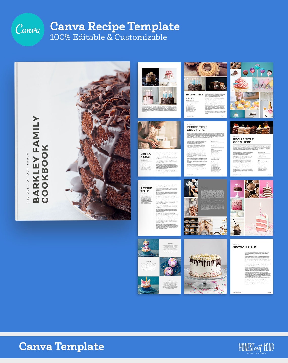 Cookbook and Recipe Template for Canva Instant Printable Download ...