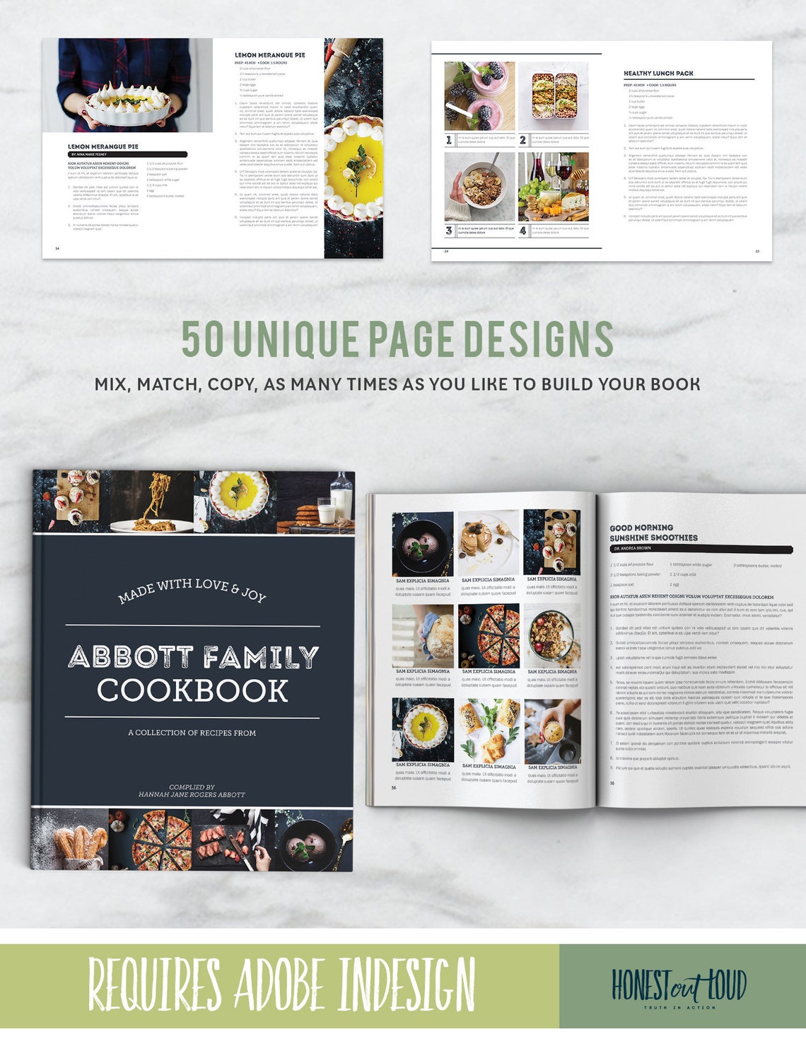Cookbook Recipe Template for Adobe Indesign Instant | Etsy