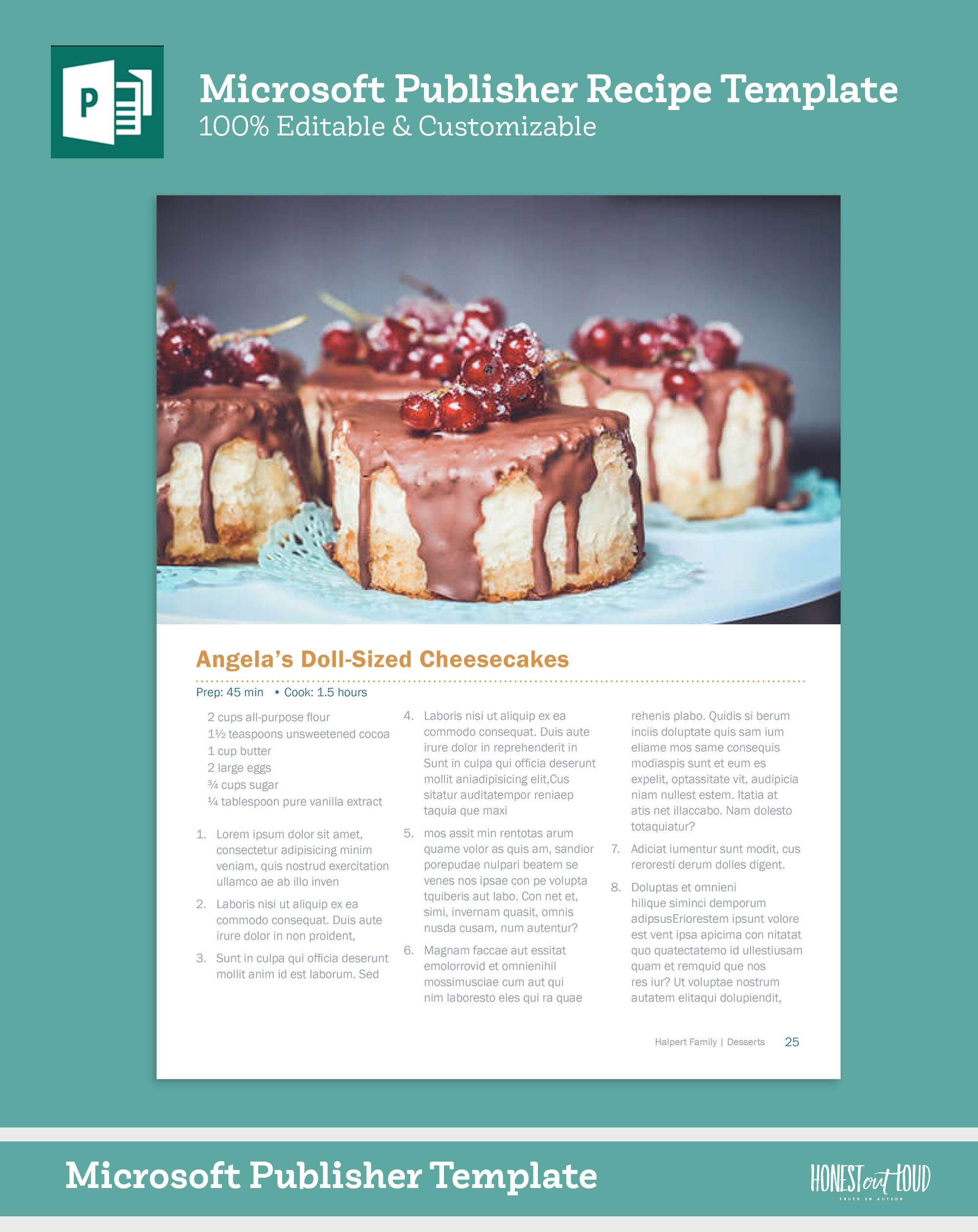 Recipe Cookbook Template for Microsoft Publisher | Instant Printable ...