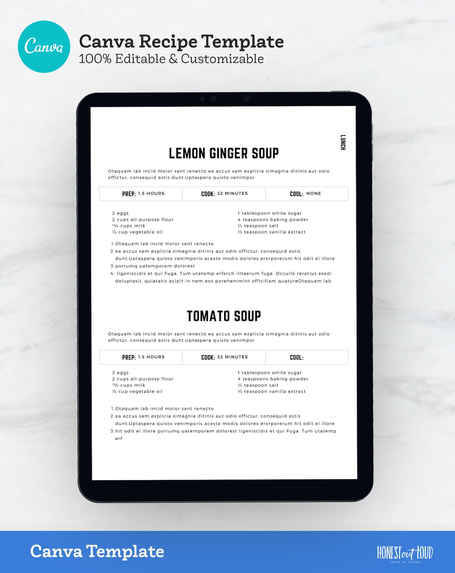 Cookbook and Recipe Template for Canva Instant Printable Download Mac ...