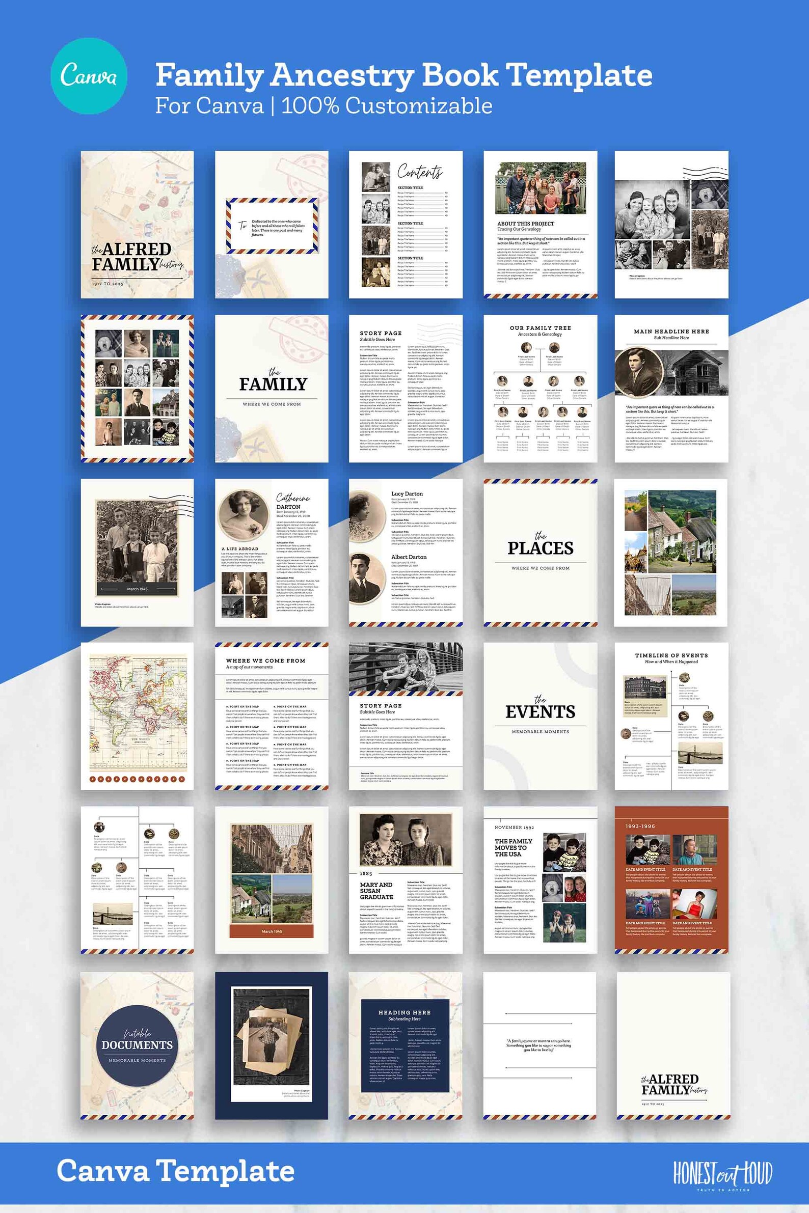 Ancestry Book Template Family Tree Family History and - Etsy