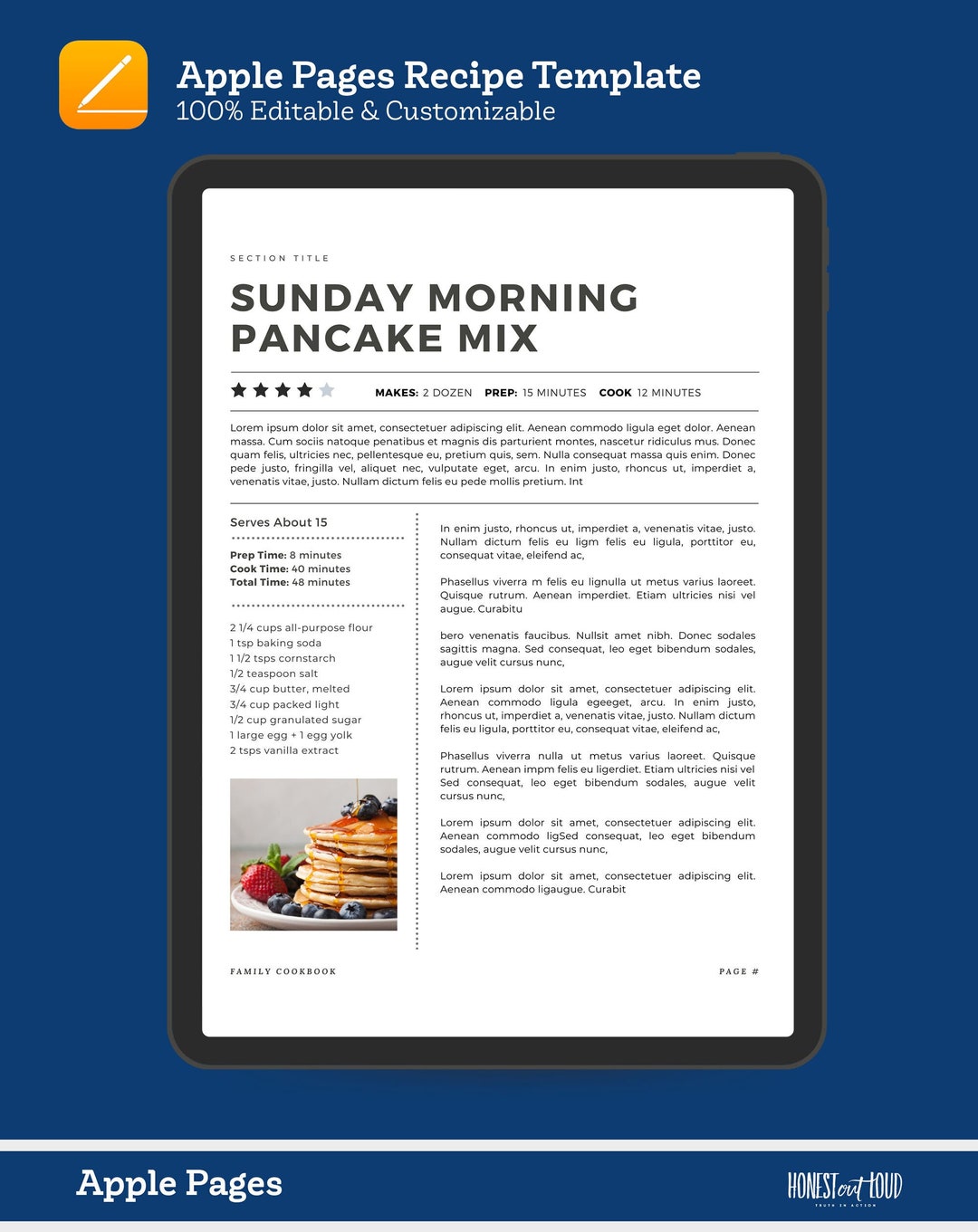 Printable Recipe Template | Apple Pages | Cookbook & Meal Planning | A4 ...