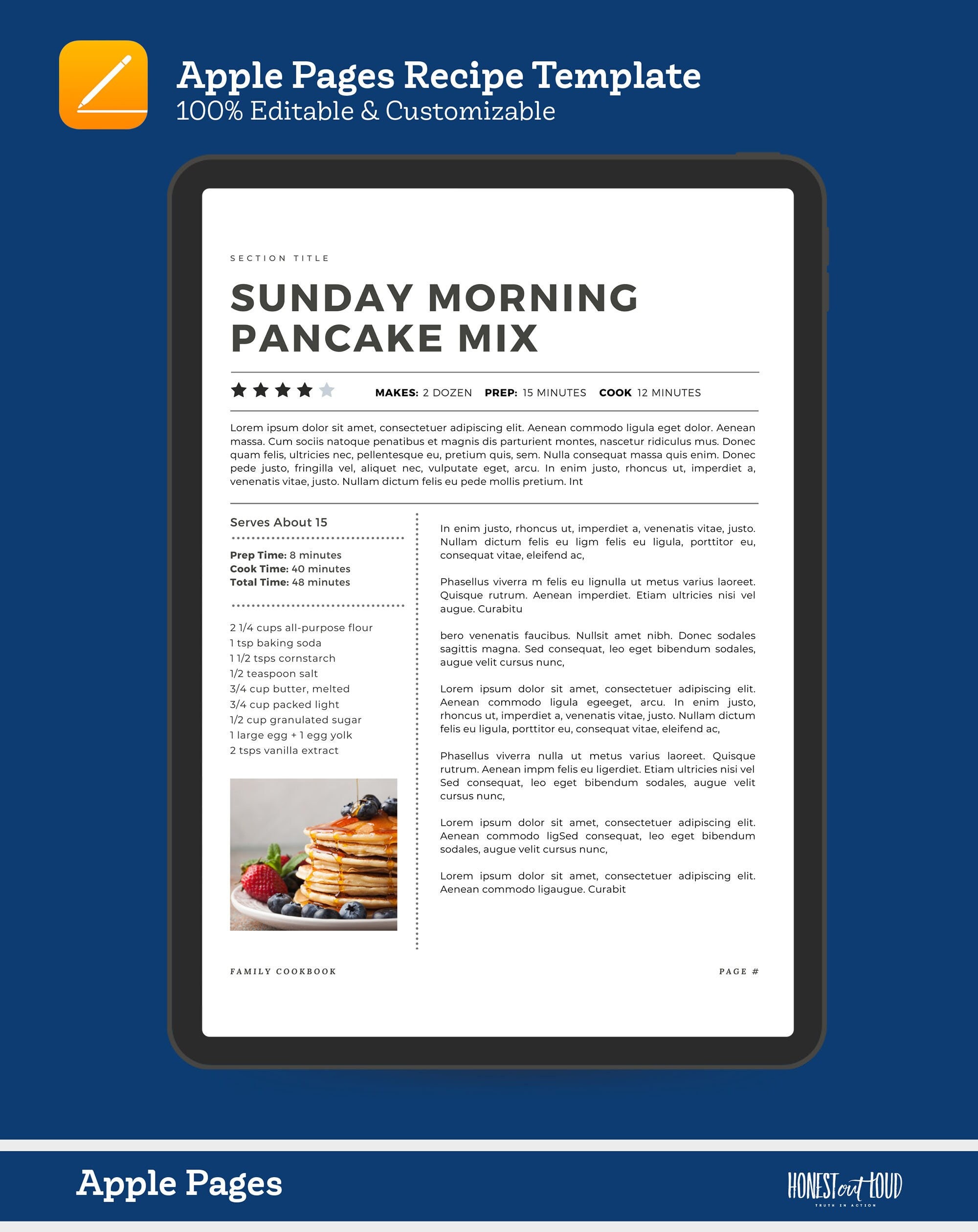 Printable Recipe Template | Apple Pages | Cookbook & Meal Planning | A4 ...