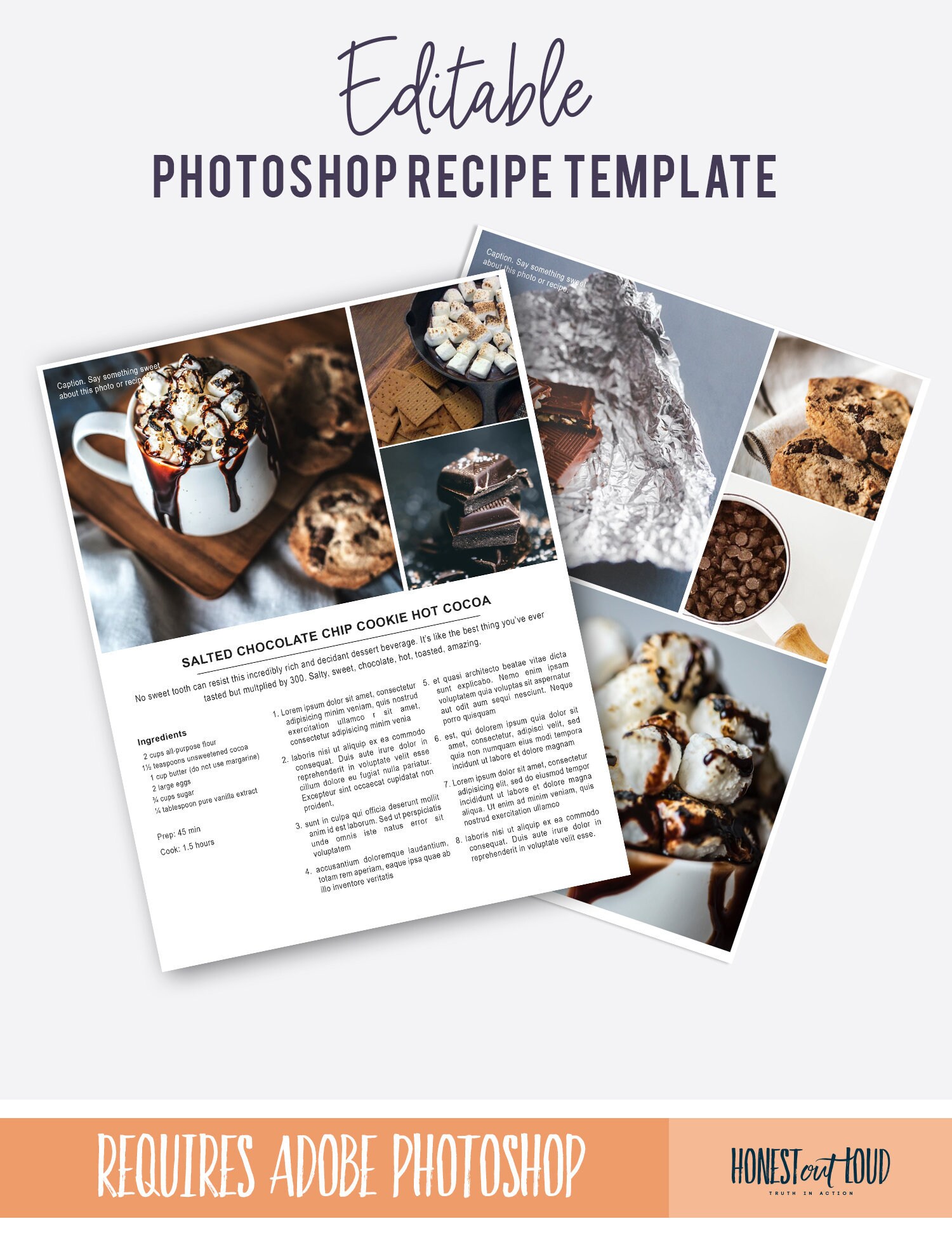 Photoshop Recipe Binder and Custom Cookbook Template, Printable ...