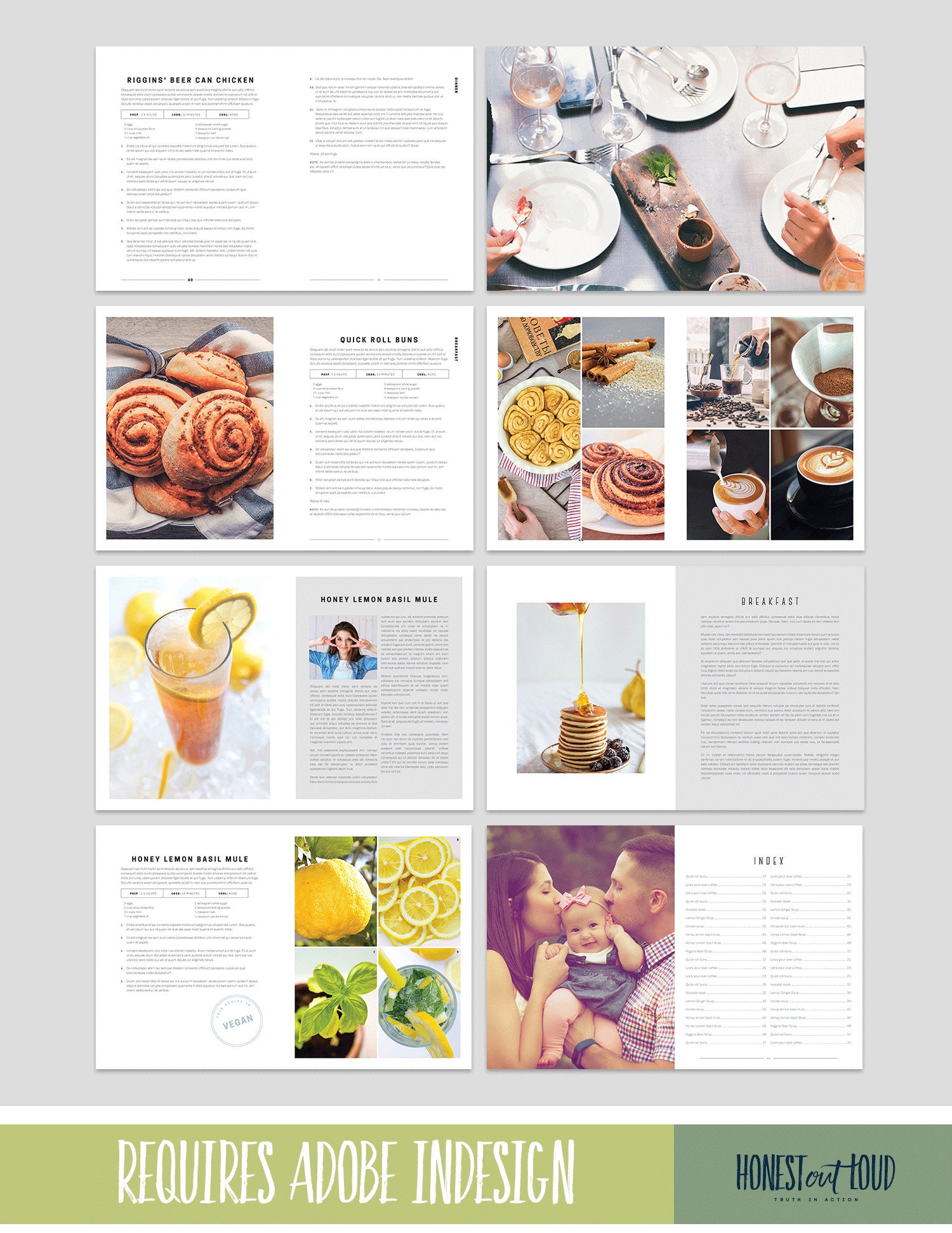 Cookbook and Recipe Template for Adobe Indesign Instant | Etsy