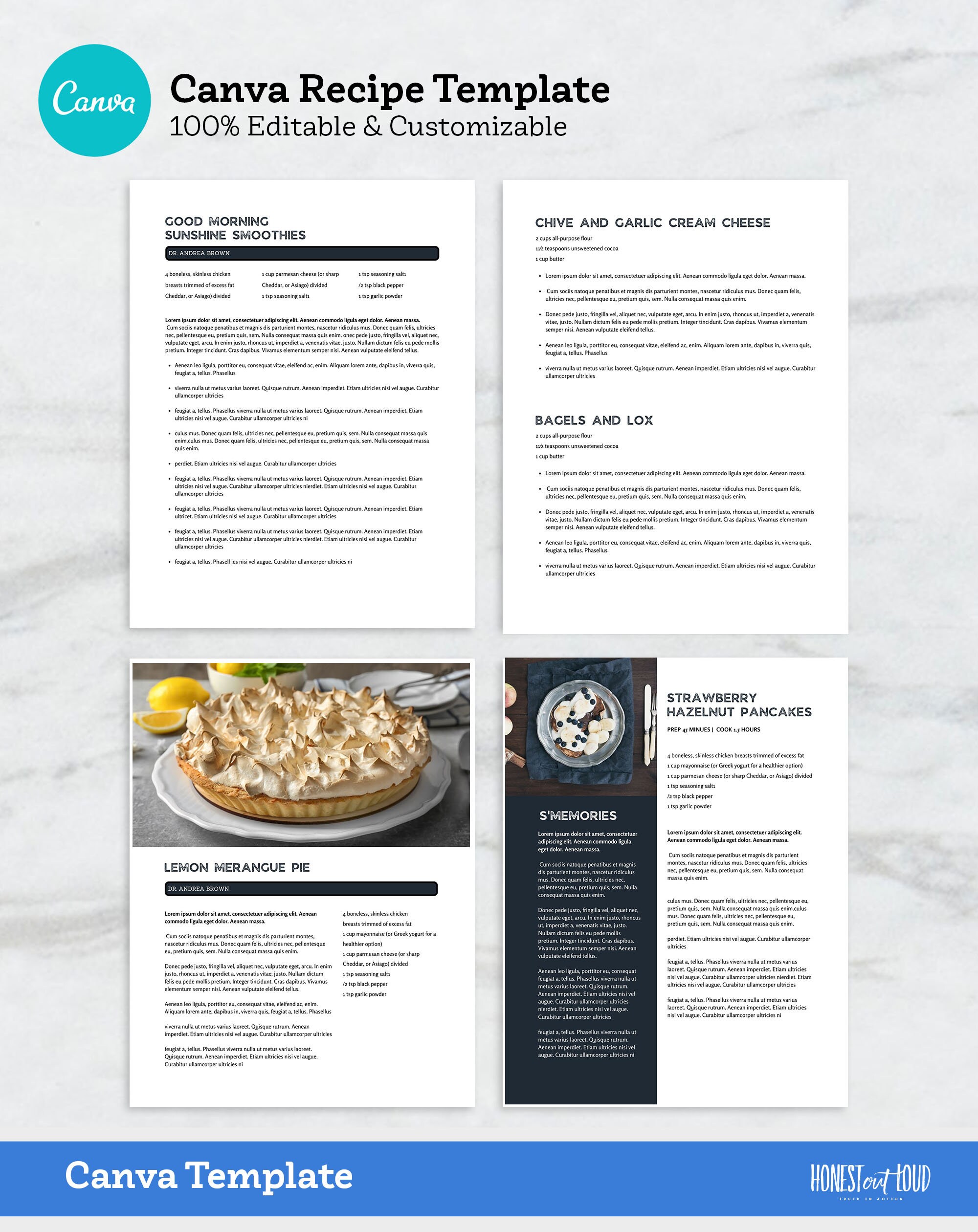 Cookbook and Recipe Template for Canva | Instant Printable Download ...