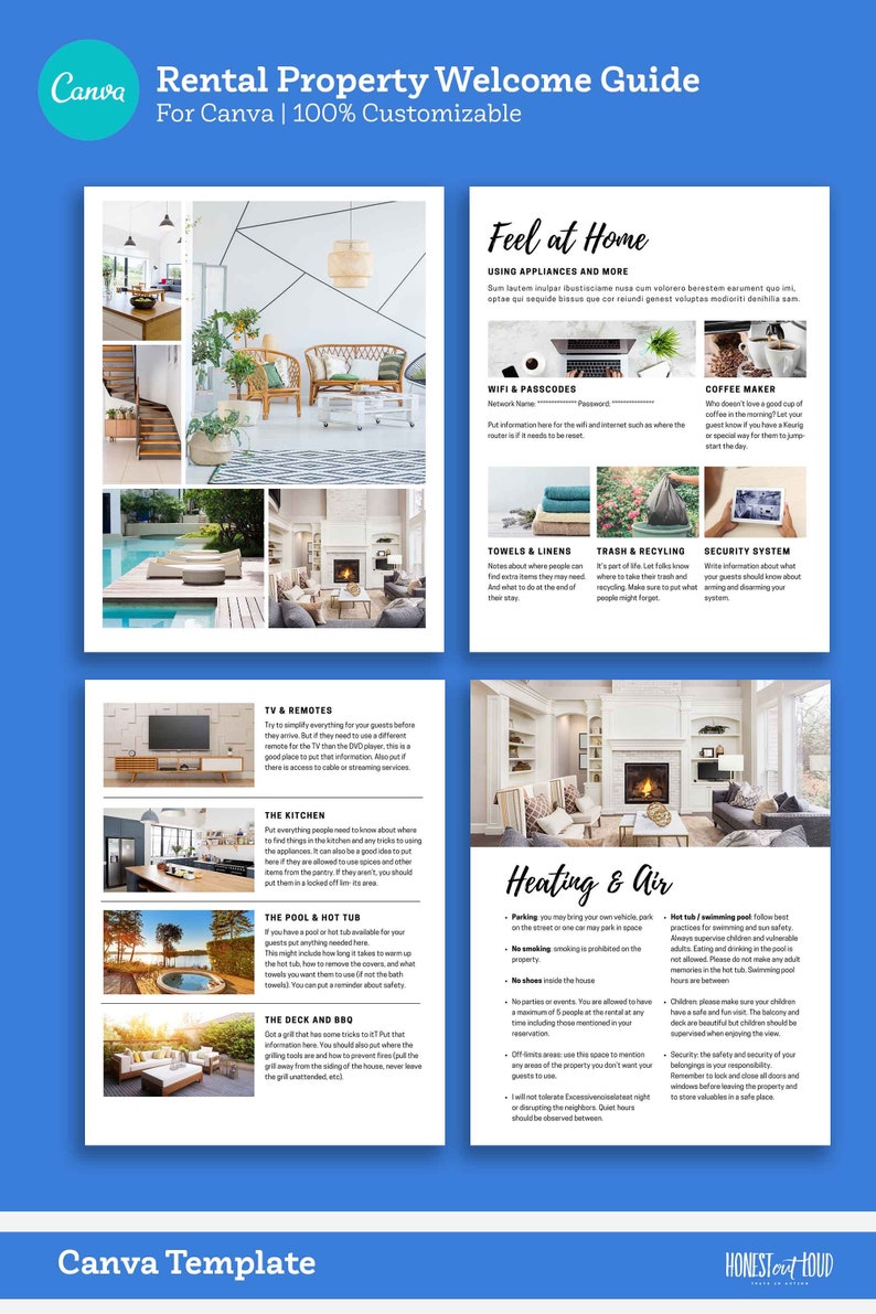 Rental Welcome Guide Template for Airbnb VRBO Hosts | Home Rental ...