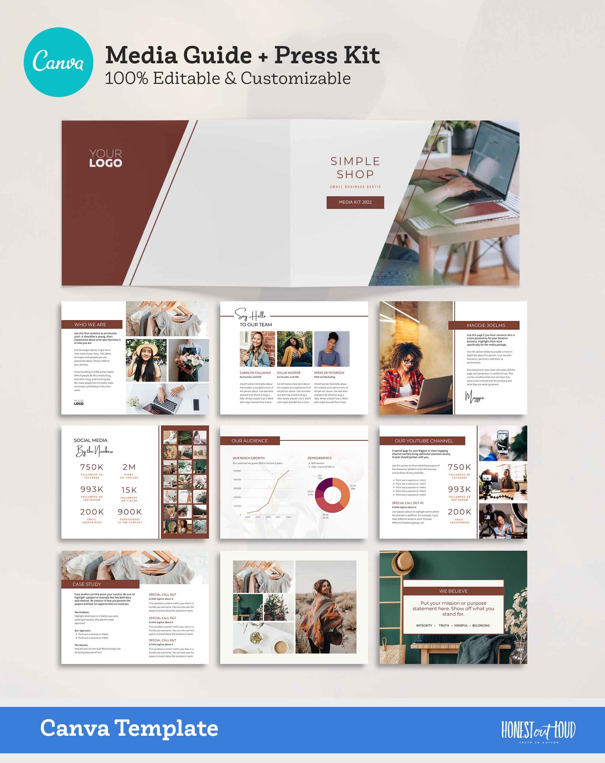 Media Press Kit Template for Influencers Businesses and - Etsy
