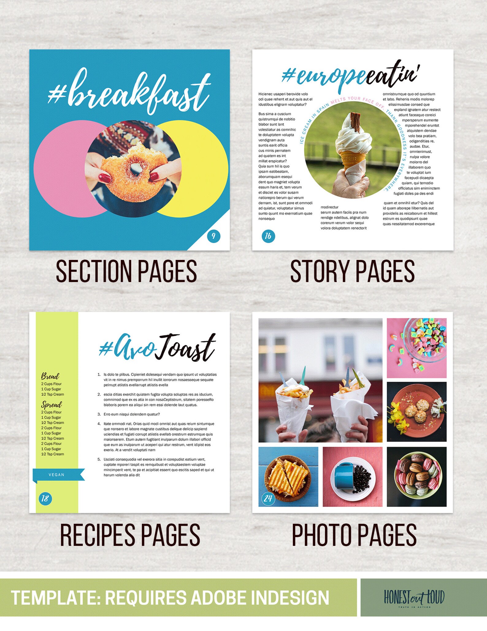 Cookbook & Recipe Template for Adobe Indesign Instant Printable ...