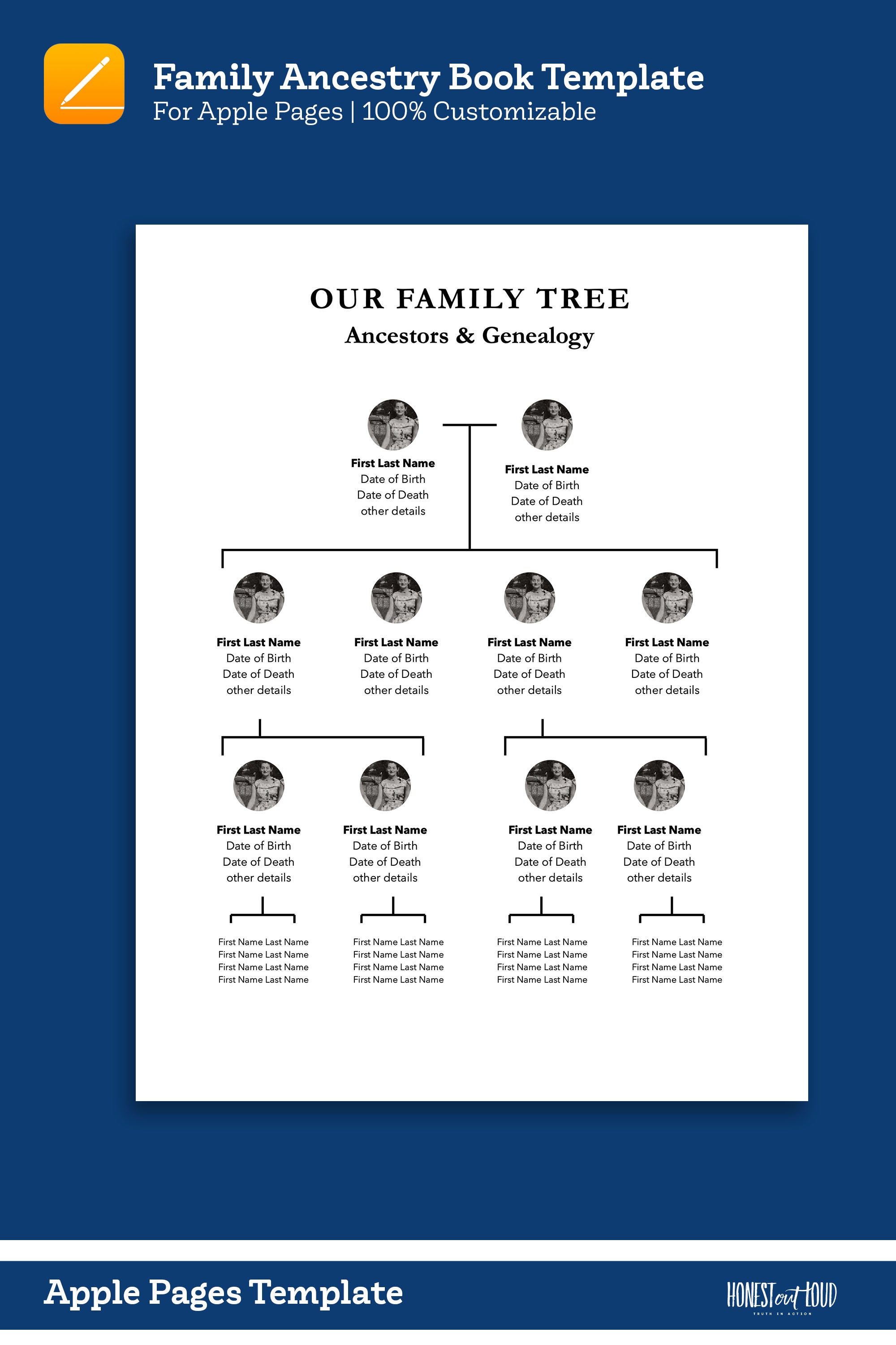 Ancestry Book Template | Family Tree Family History Genealogy Book ...