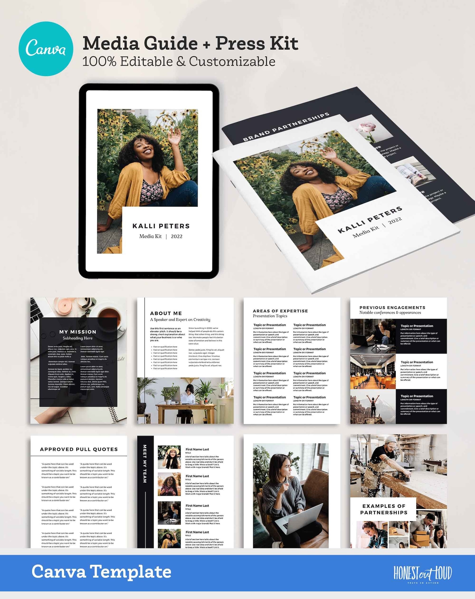 Media Press Kit Template for Influencers, Business Owners, and Public ...