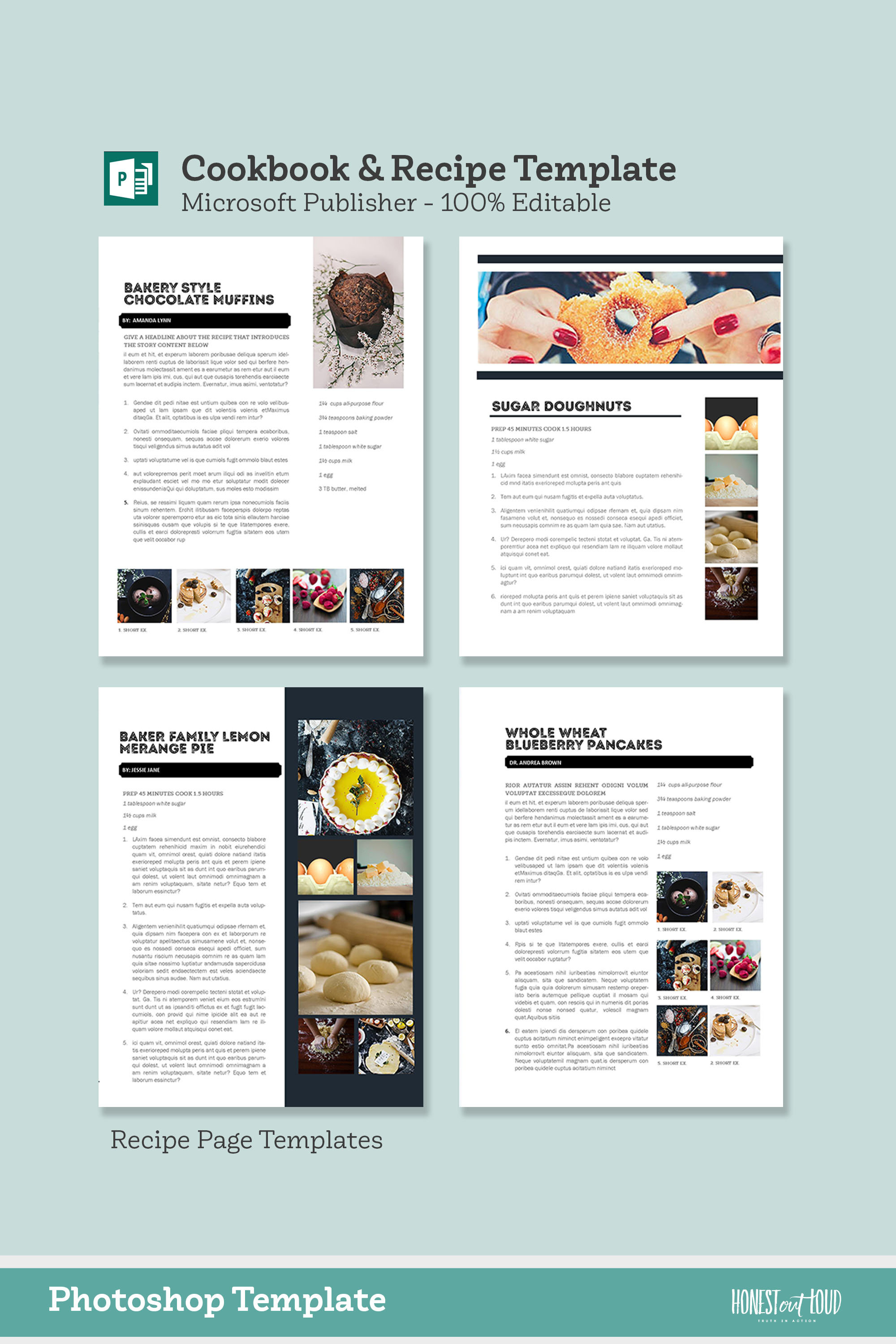 Recipe Template & Cookbook Template for Microsoft Publisher | Family ...