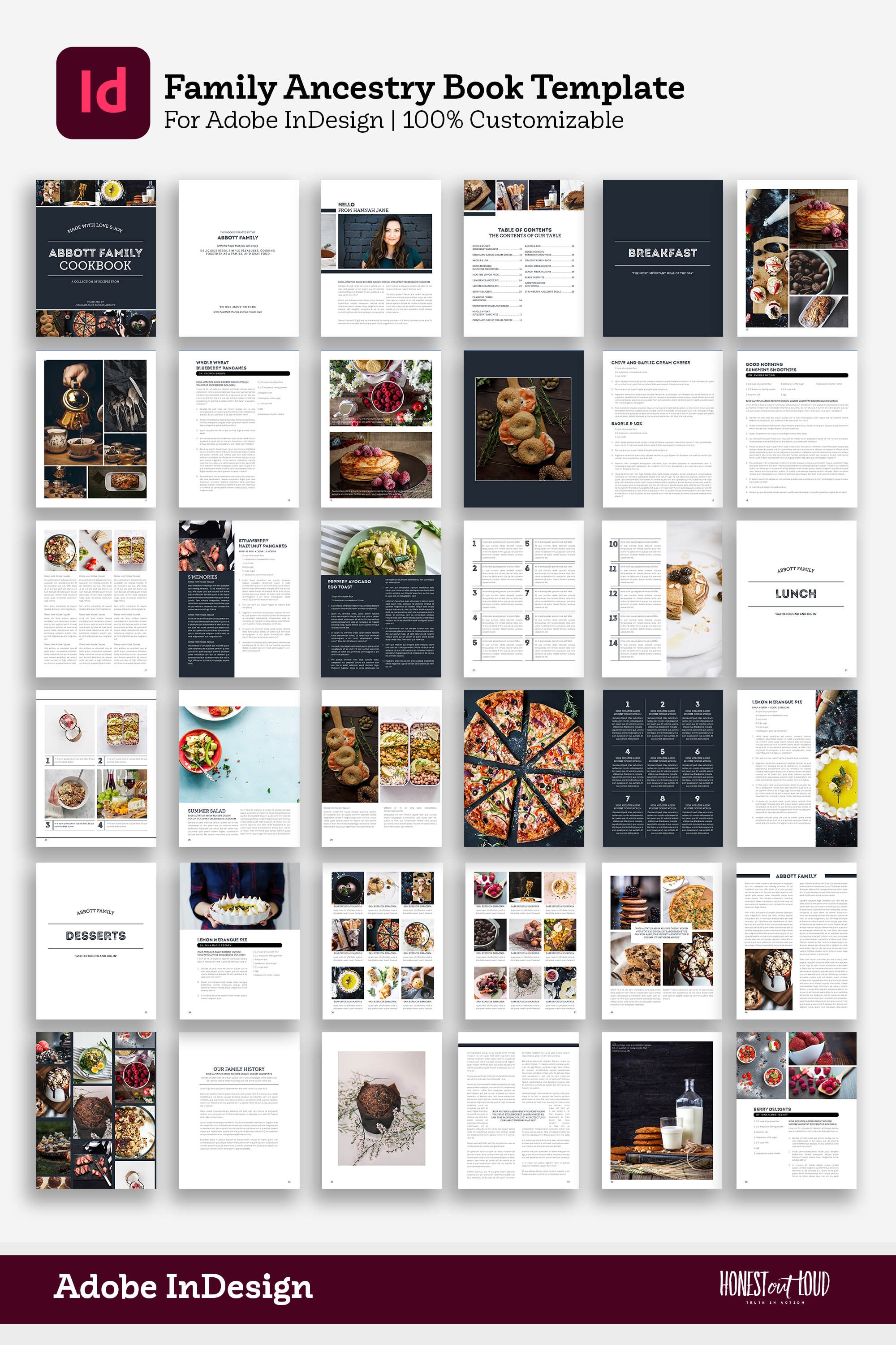 Cookbook and Recipe Template for Adobe Indesign Instant Printable ...