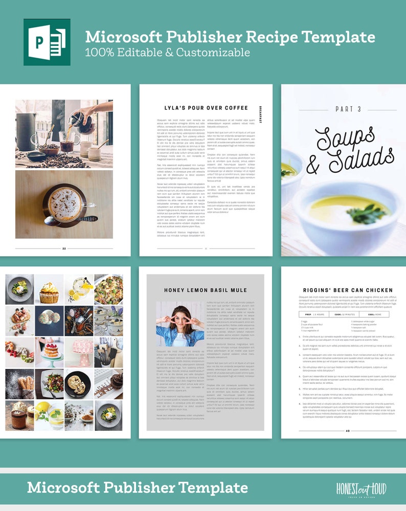 Cookbook / Recipe Template for Microsoft Publisher Instant Printable ...