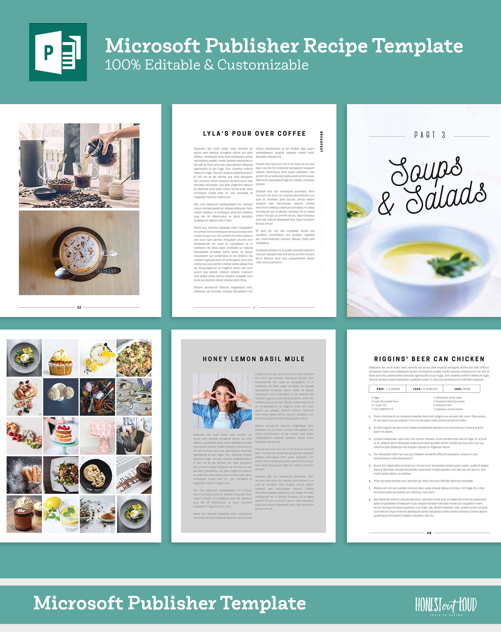 Cookbook / Recipe Template for Microsoft Publisher | Instant Printable ...
