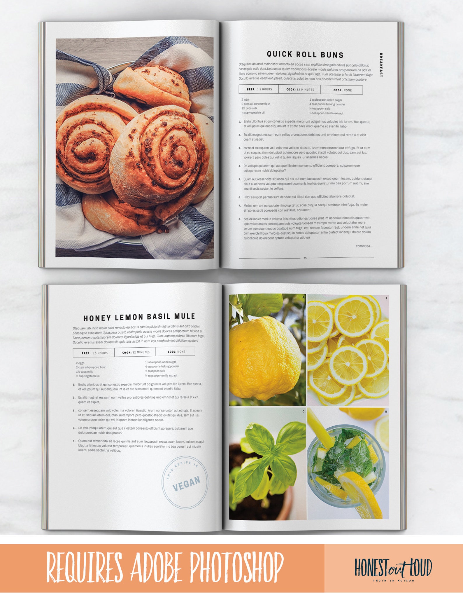Cookbook & Recipe Template Kit - Photoshop Instant Printable Download ...
