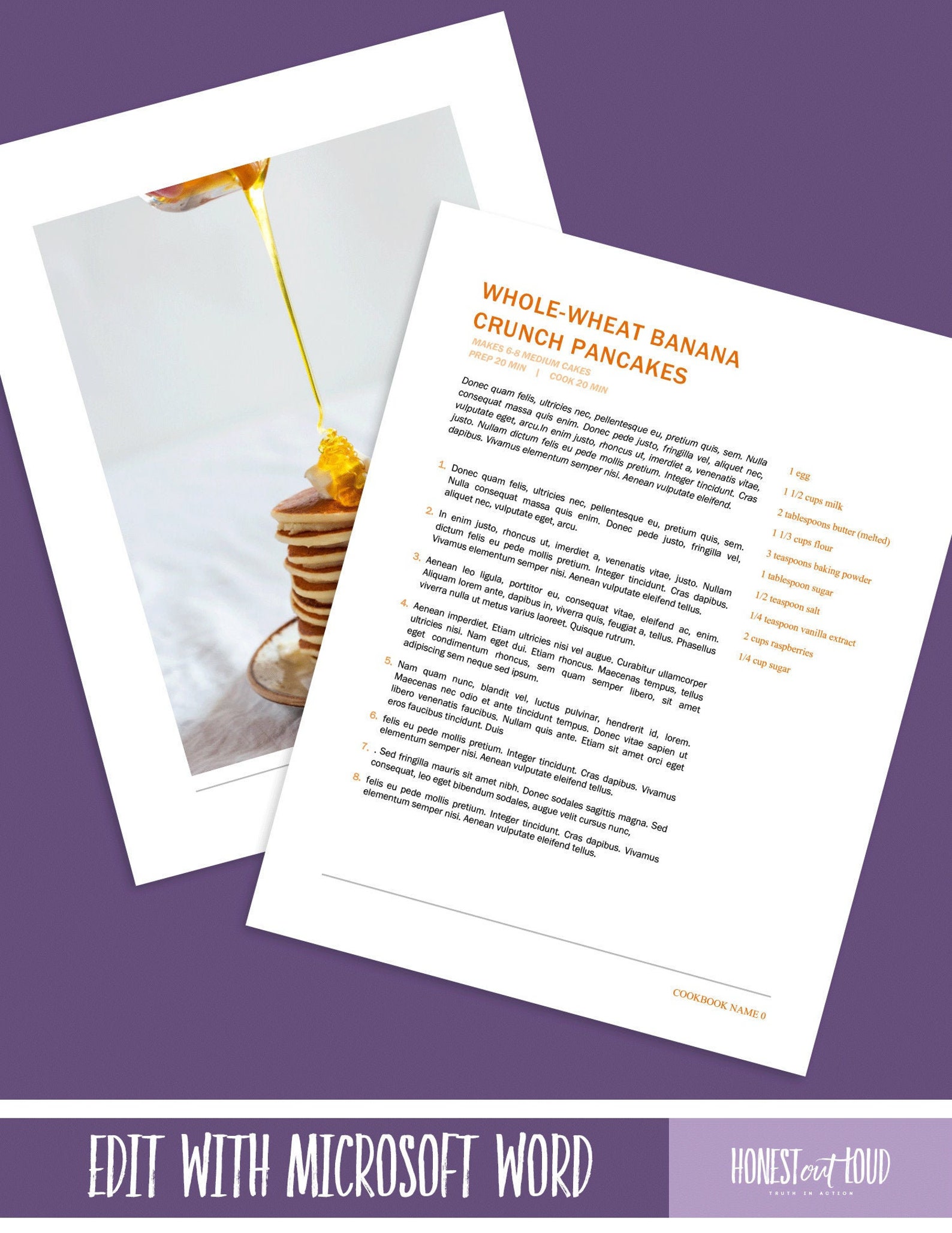 Recipe Cookbook Template for Microsoft Word, 8.5x11 and A4 Size ...