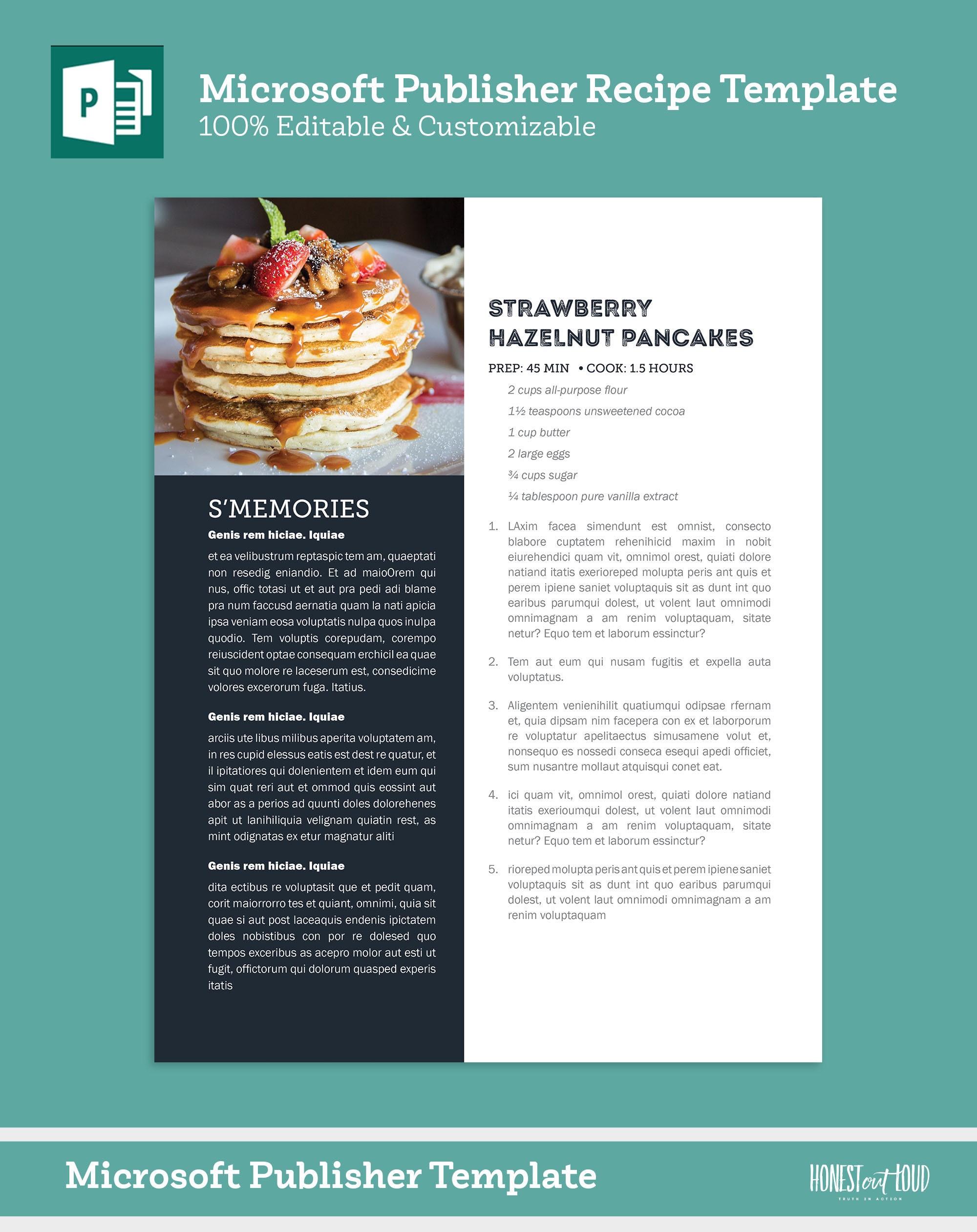 Recipe Template & Cookbook Template for Microsoft Publisher | Instant ...