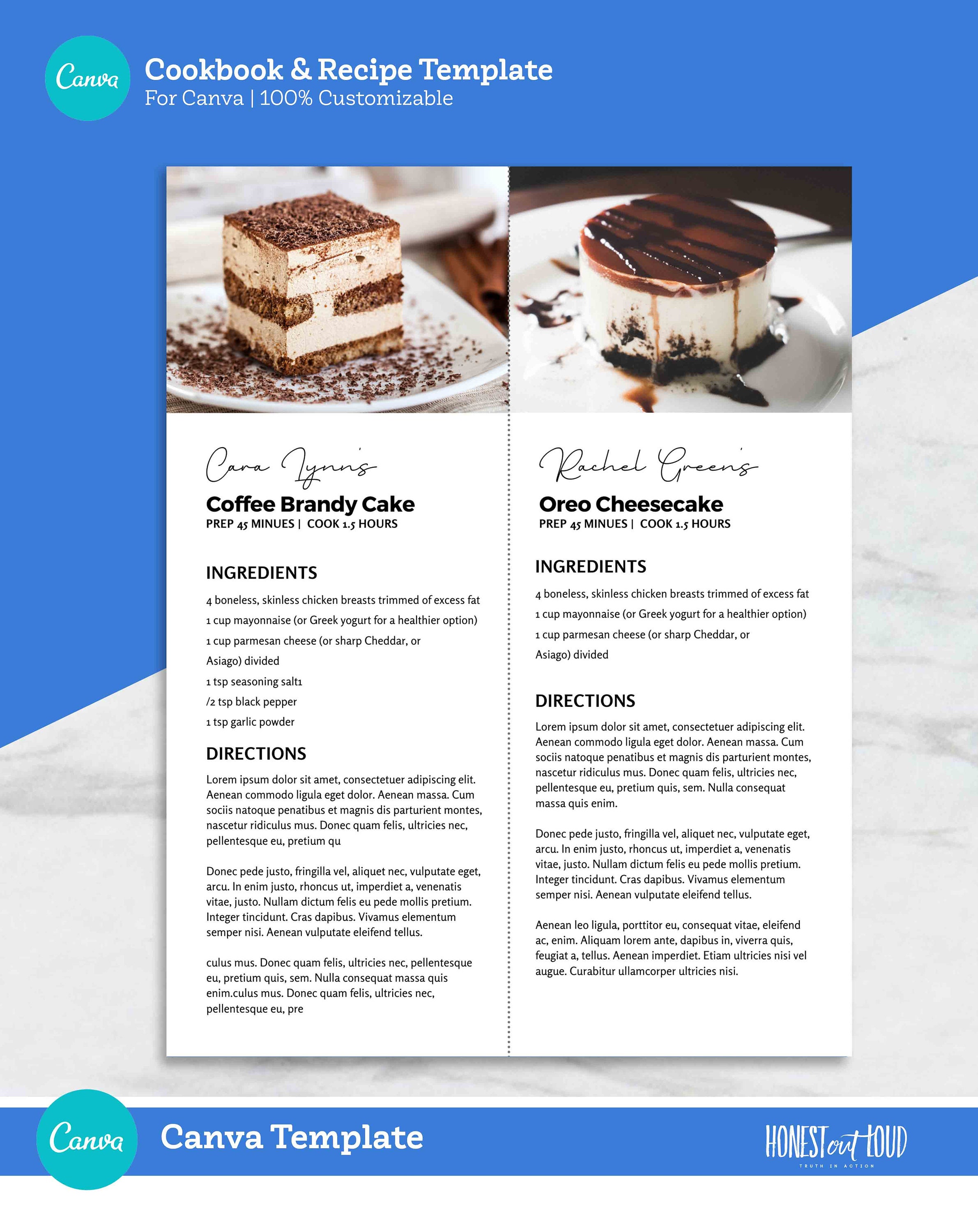 Recipe Template, Editable Recipe Card Sheet and Family Cookbook ...