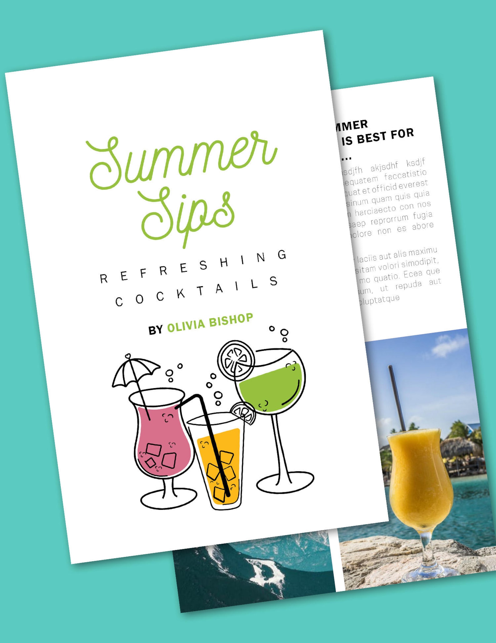 Printable Cocktail Recipe Template for Adobe Indesign | Instant ...