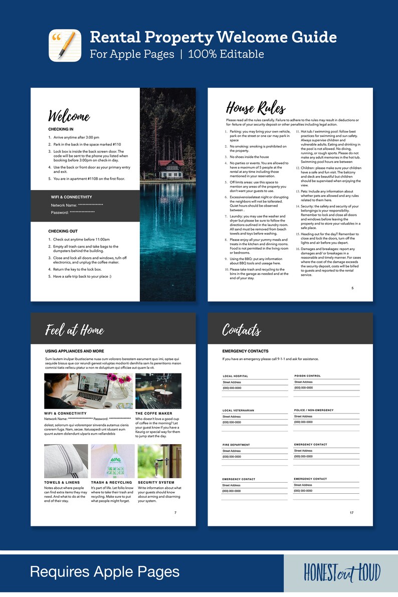 Rental Welcome Guide Template for Airbnb VRBO Hosts | Home Rental ...