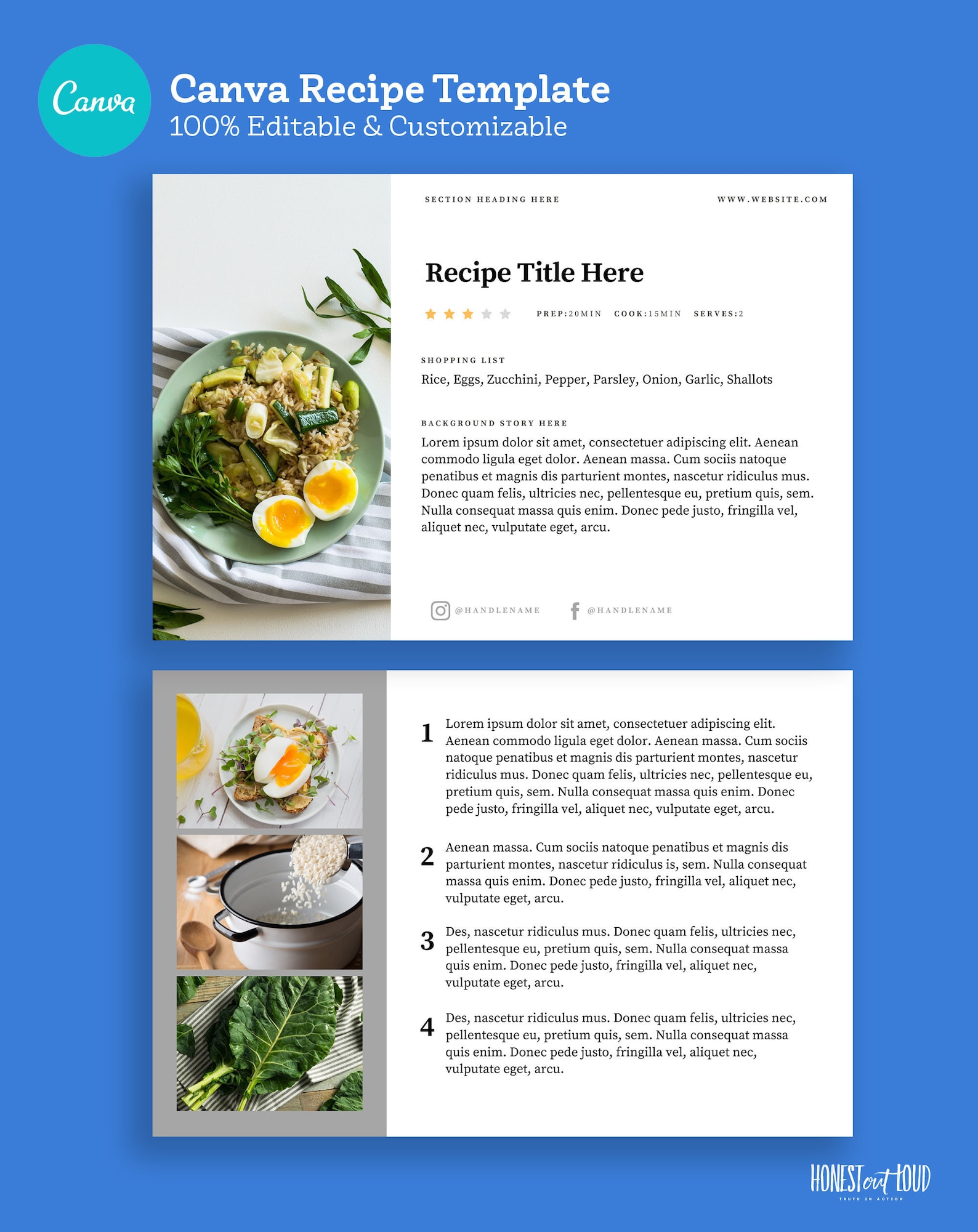 4x6 Canva Recipe Card Template | Instant Printable Download | Recipe ...