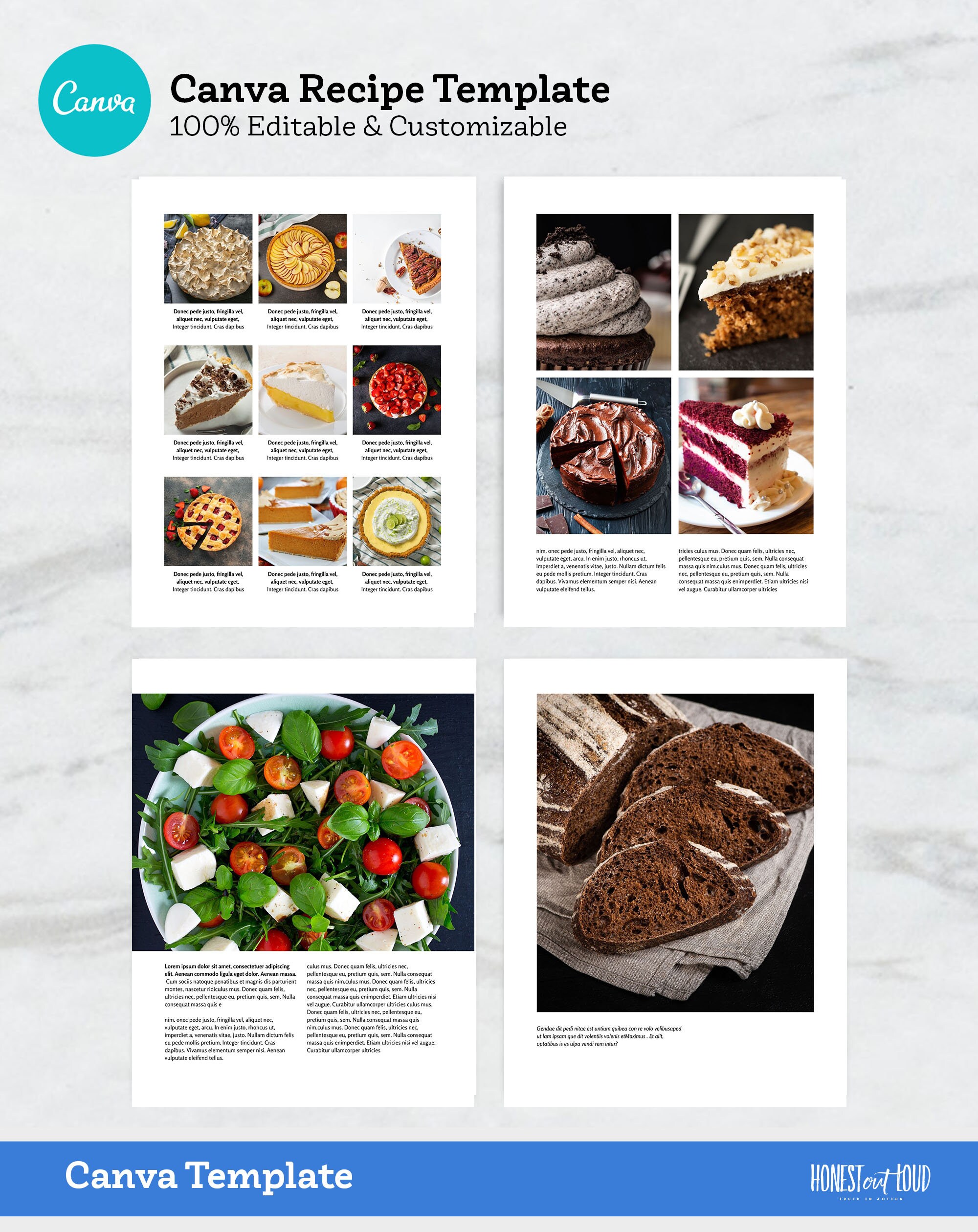 Cookbook and Recipe Template for Canva | Instant Printable Download ...
