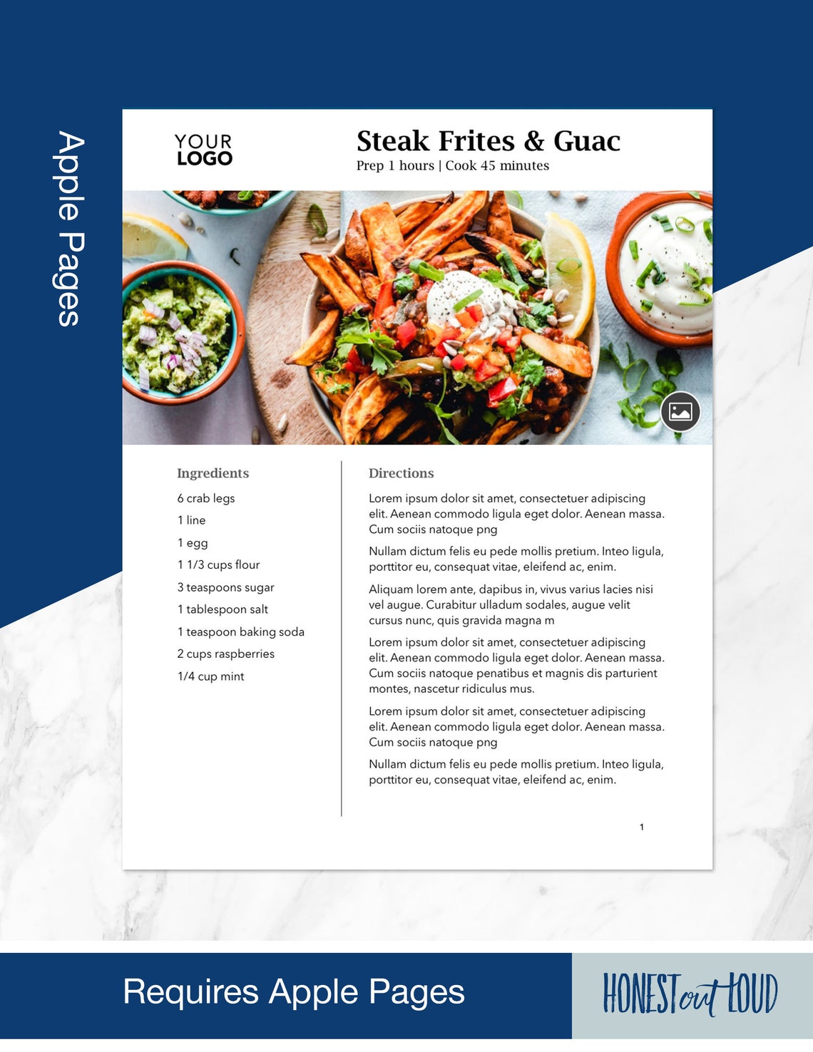 Recipe Cookbook Template for Apple Pages | Printable Instant Download ...