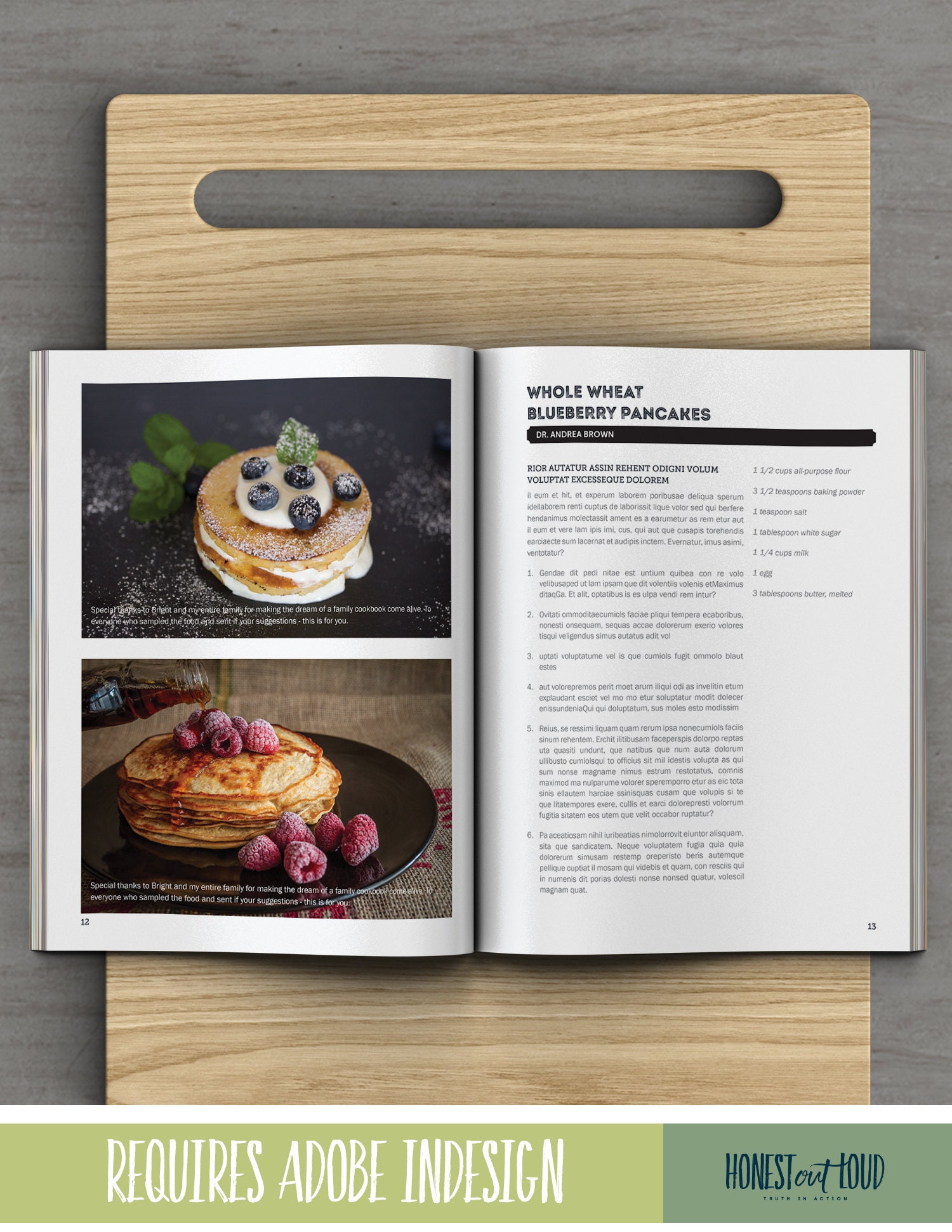 Cookbook Recipe Template for Adobe Indesign | Instant Printable ...