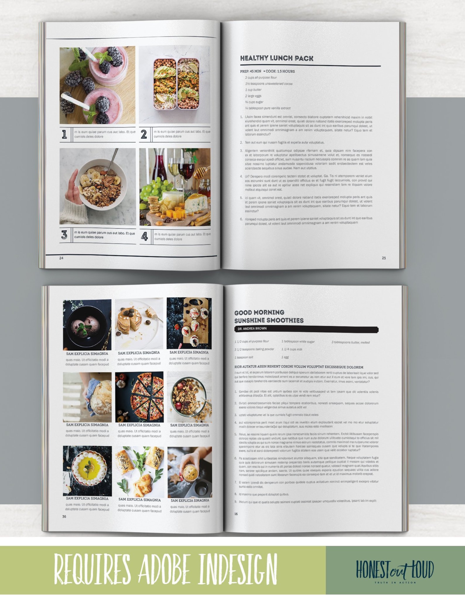 Cookbook Recipe Template for Adobe Indesign | Instant Printable ...