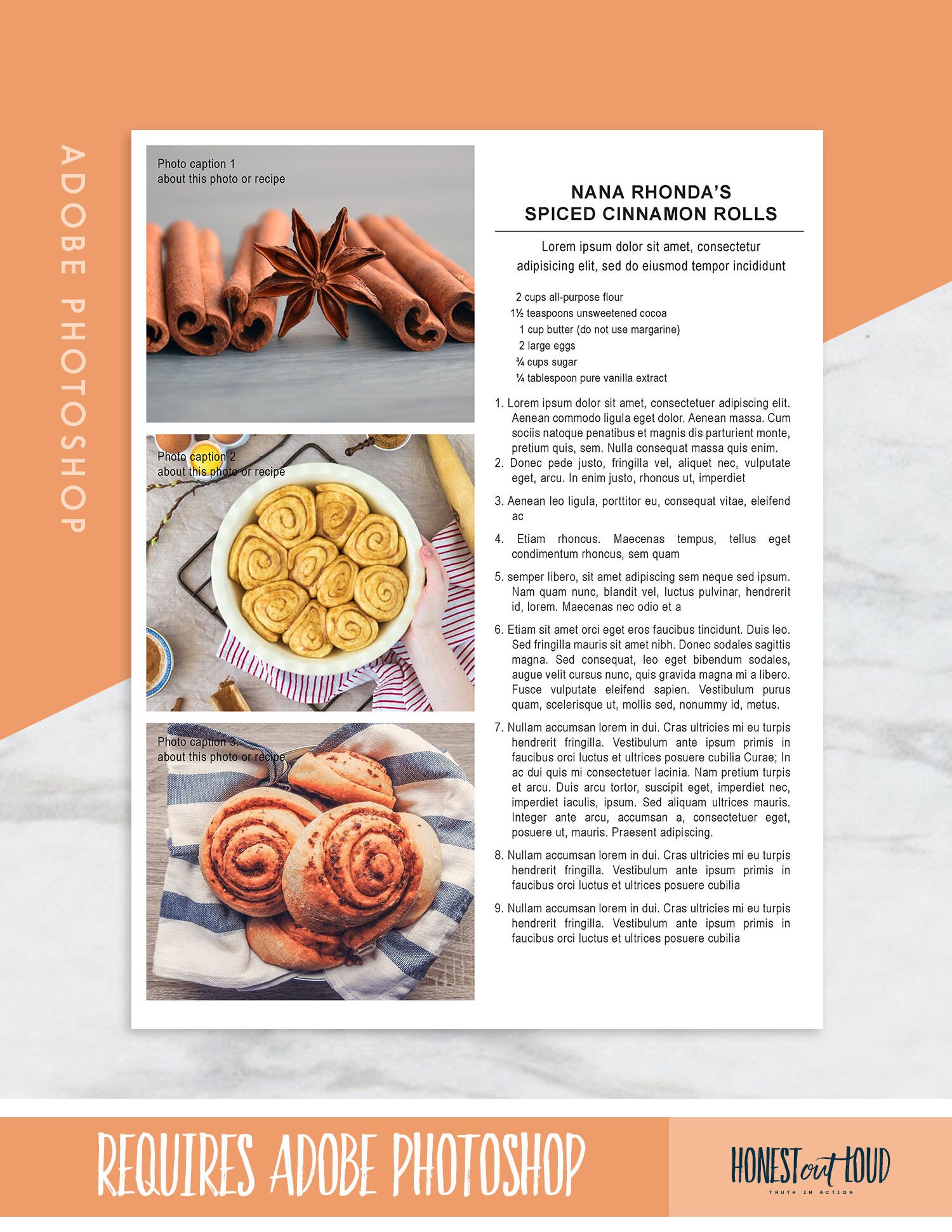 Photoshop Printable Recipe Template US Letter 8.5x11 Instant Download ...