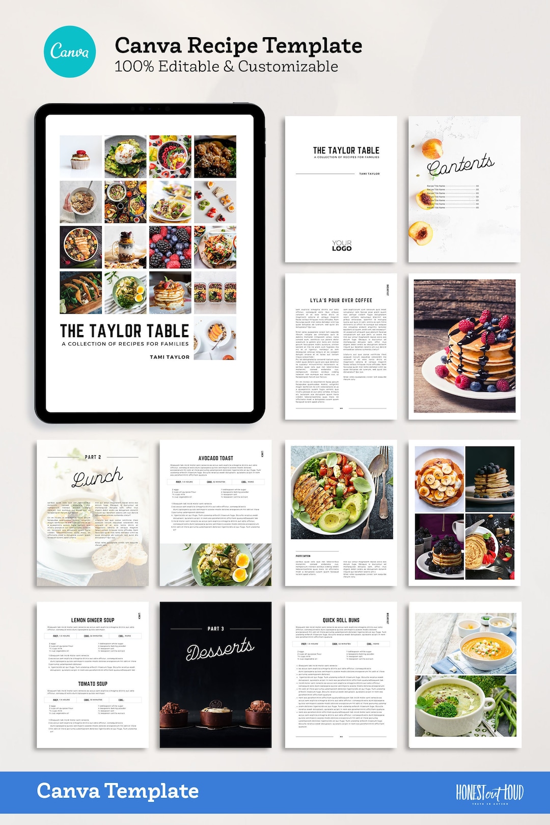 Cookbook and Recipe Template for Canva Instant Printable Download Mac ...