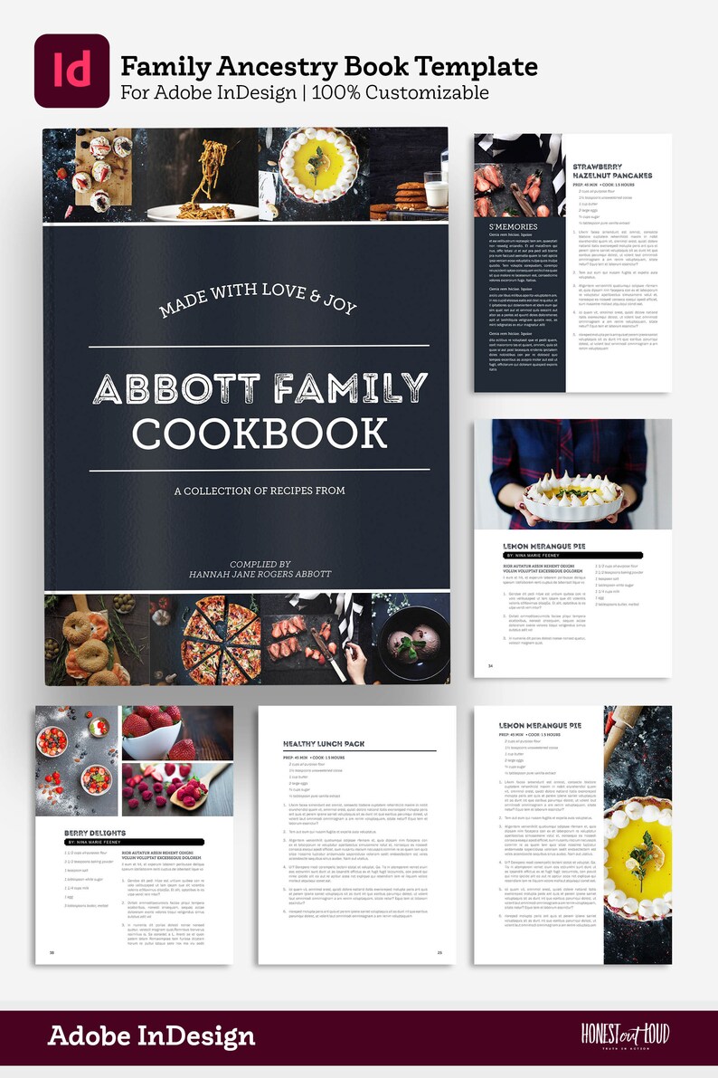 Cookbook and Recipe Template for Adobe Indesign Instant Printable ...