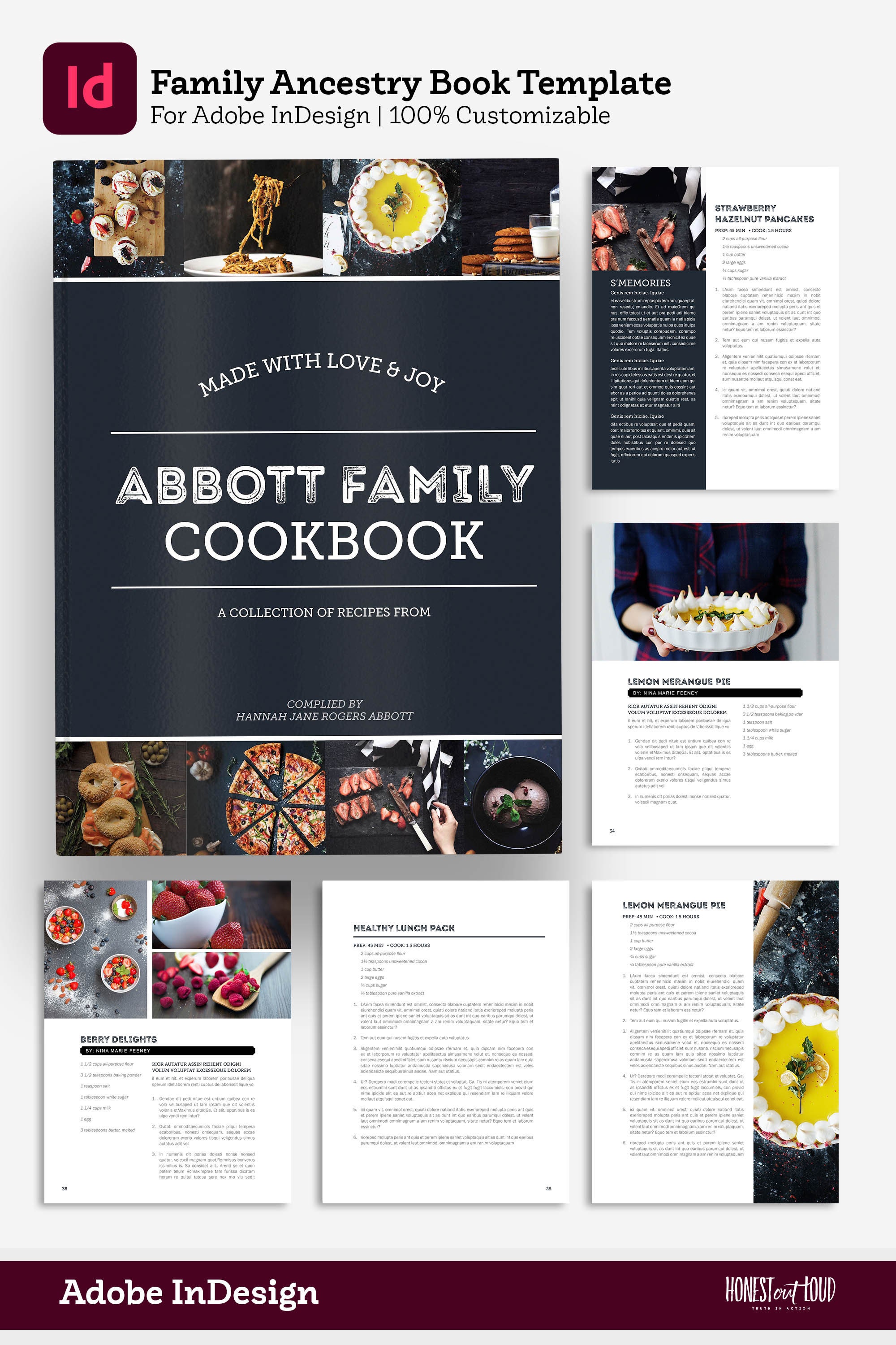 Cookbook and Recipe Template for Adobe Indesign Instant Printable ...