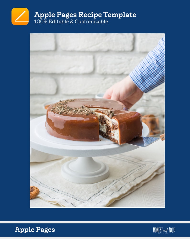 Recipe Template for Apple Pages - Letter 8.5"x11", Half Page 5.5"x8.5 ...