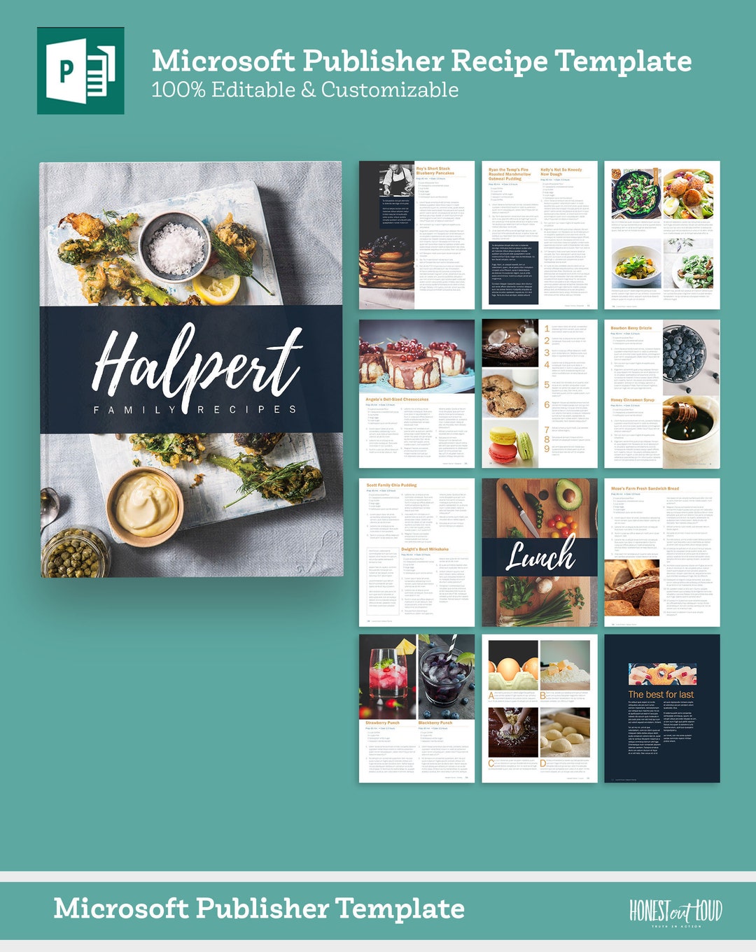 Recipe Cookbook Template for Microsoft Publisher | Instant Printable ...