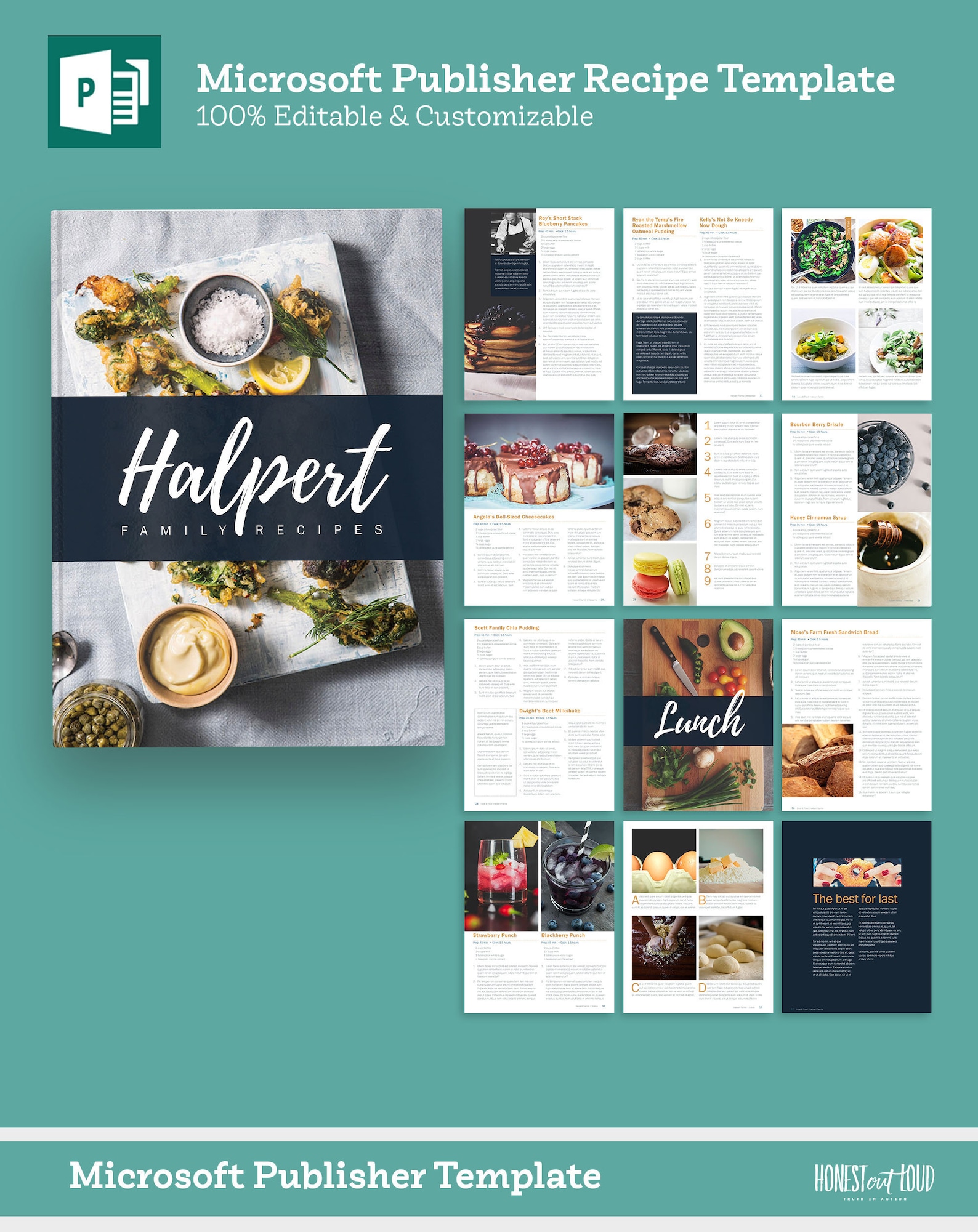 Recipe Cookbook Template for Microsoft Publisher | Instant Printable ...