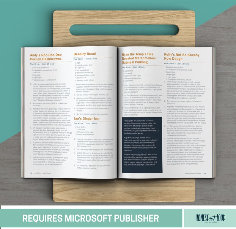 Recipe Cookbook Template for Microsoft Publisher | Instant Printable ...